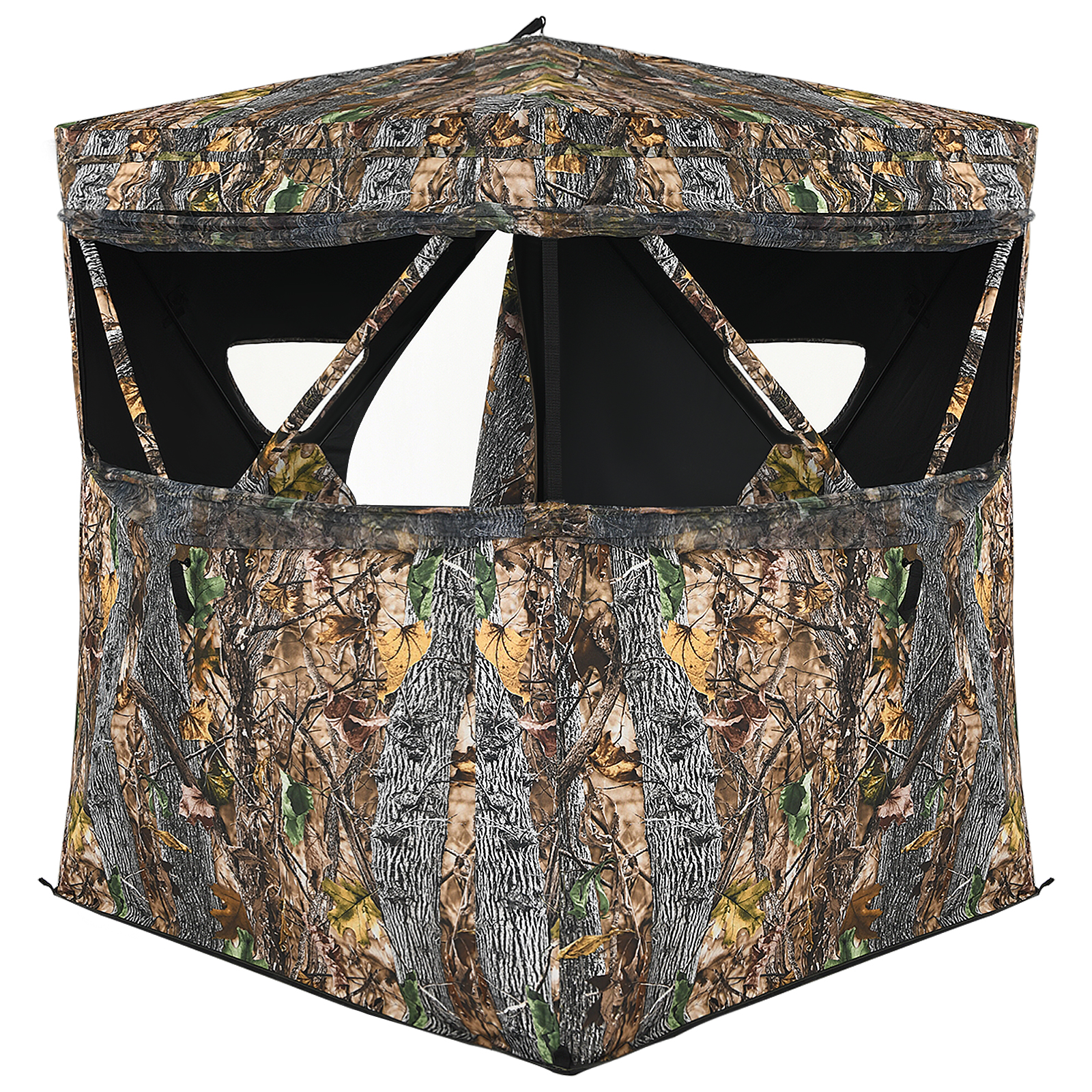 Portable 3 Person Hunting Blind Surround View Pop-Up Tent w/ Slide Mesh ...