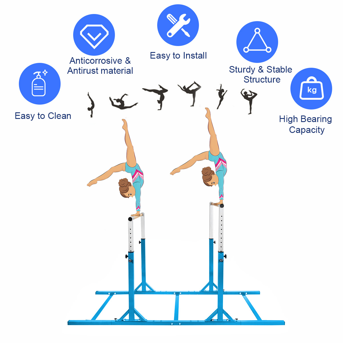 Goplus Kids Double Horizontal Bars Gymnastic Training Parallel Bars ...