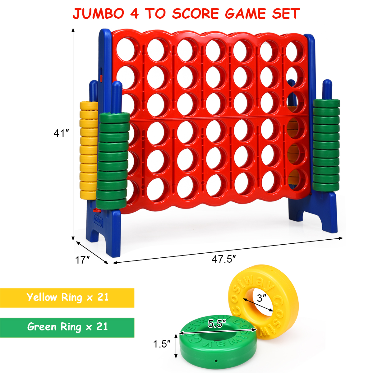 Giant 4-In-A-Row 4-to-Score Game with bag Indoor Outdoor Party Family ...