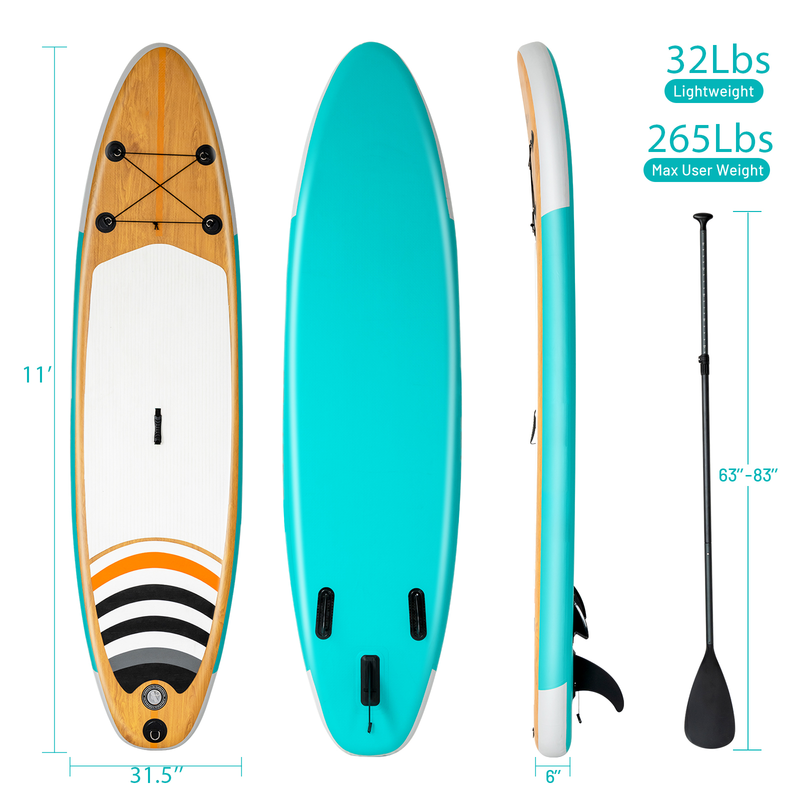 Goplus 11' Inflatable Stand Up Paddle Board Surfboard W/Pump Aluminum ...