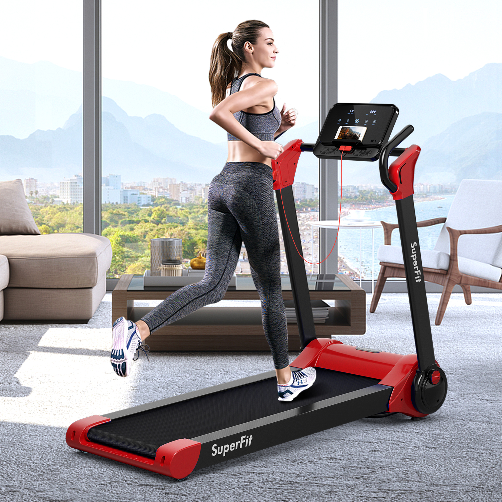 Costway Folding 2.25HP Electric Treadmill Running Machine APP Control ...