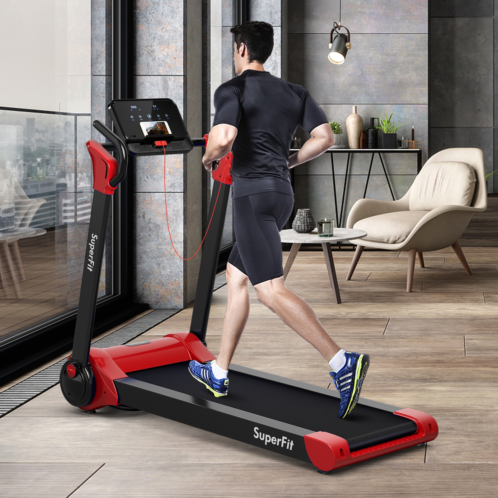 Costway Folding 2.25HP Electric Treadmill Running Machine APP Control ...