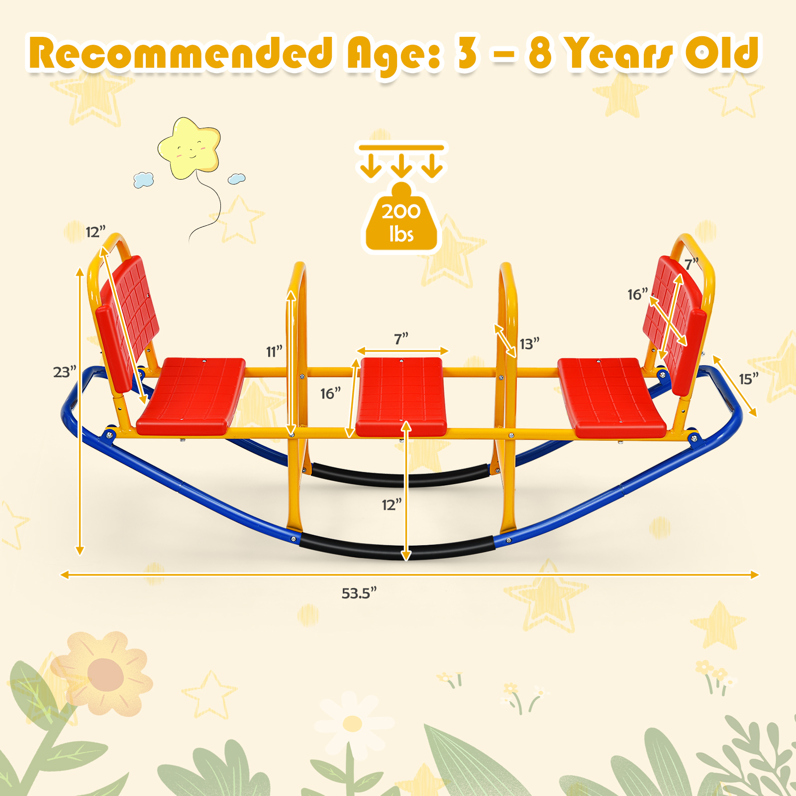 Costway Kids Teeter Totter Outdoor Teeter Totter Gift for Children Boys ...