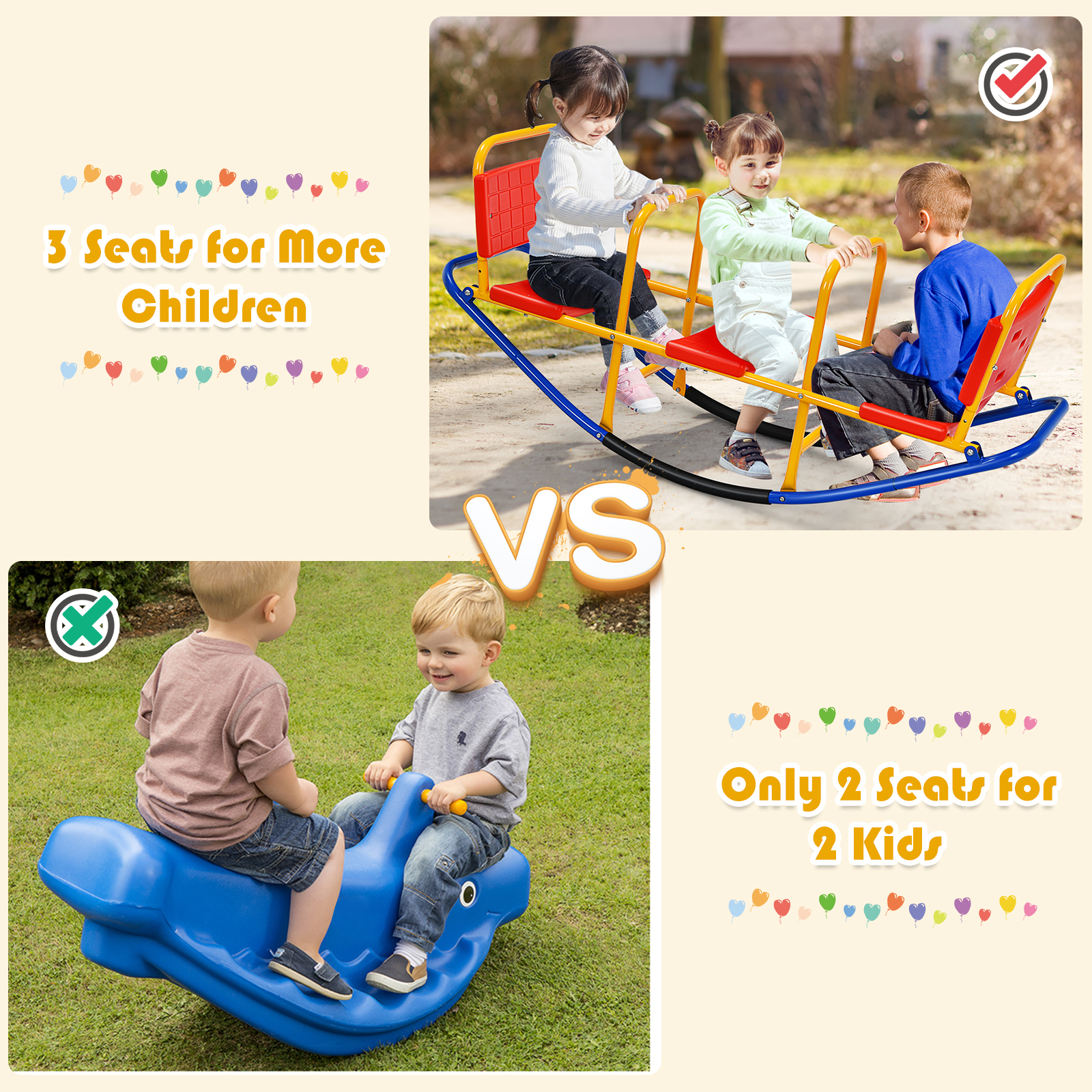 Costway Kids Teeter Totter Outdoor Teeter Totter Gift for Children Boys ...