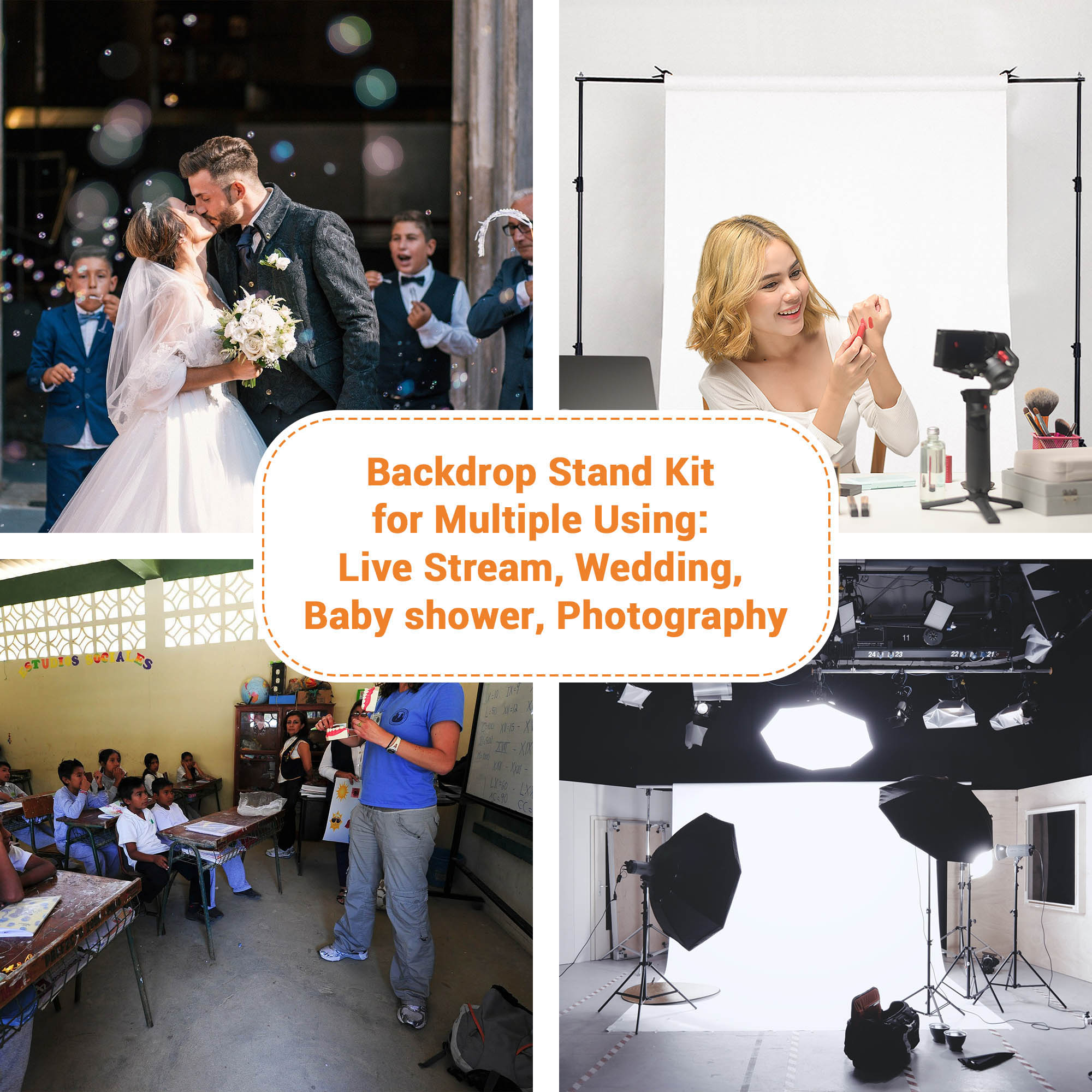 7x10ft Adjustable Backdrop Support System Background Crossbar Kit Party ...