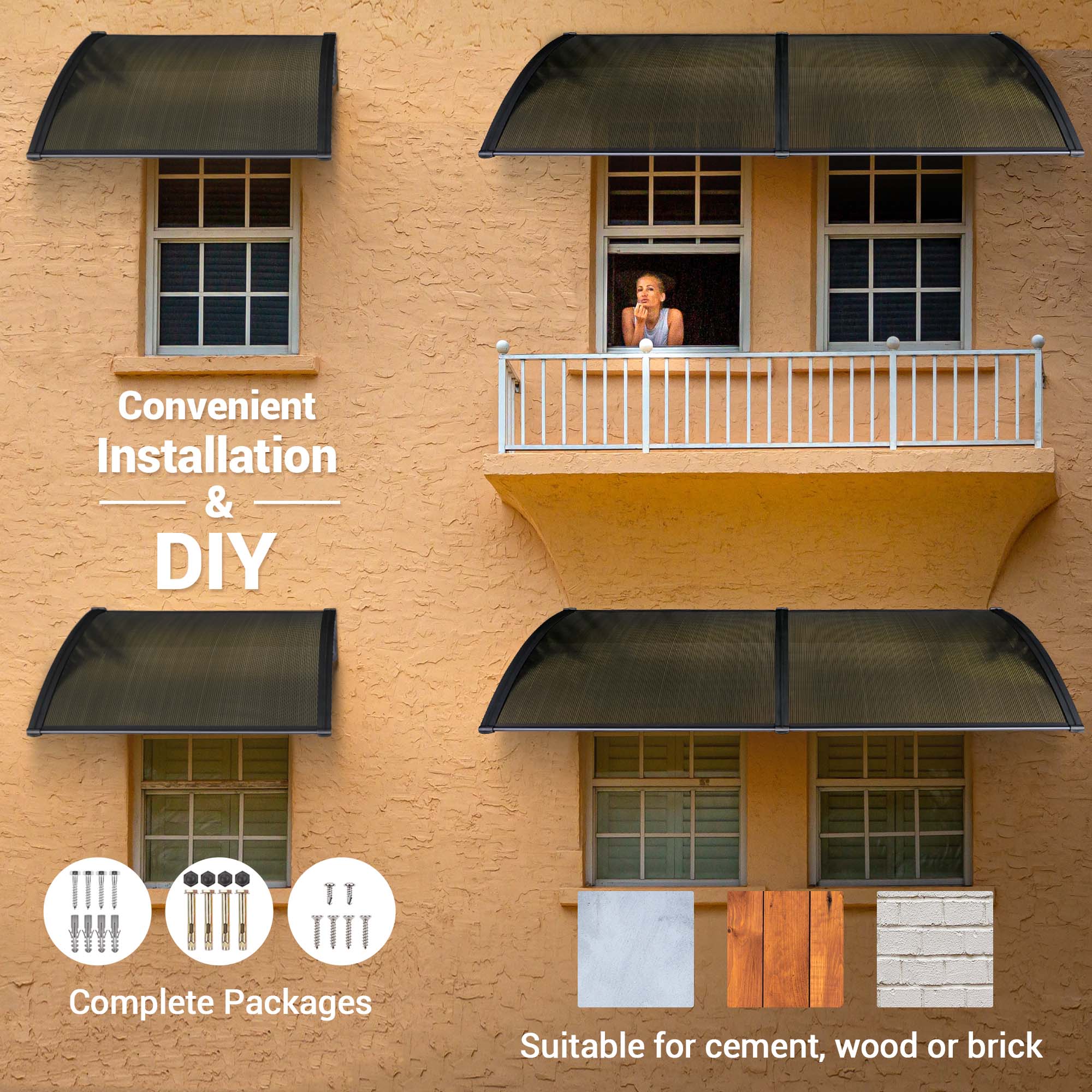 40x40" Window Door Awning Sun Shade Canopy Outdoor Cover Rain Snow UV ...