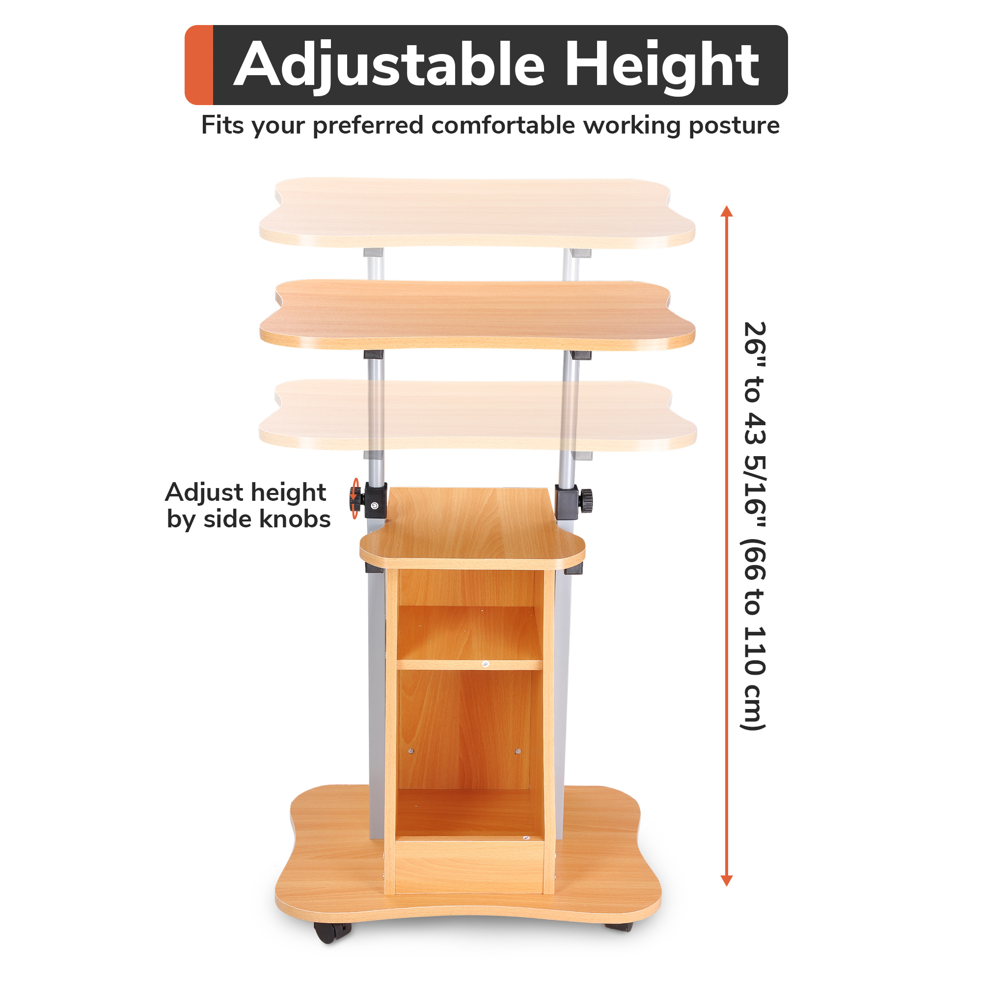 Mobile Laptop Desk Cart Stand Adjustable Computer Laptop Table Home ...