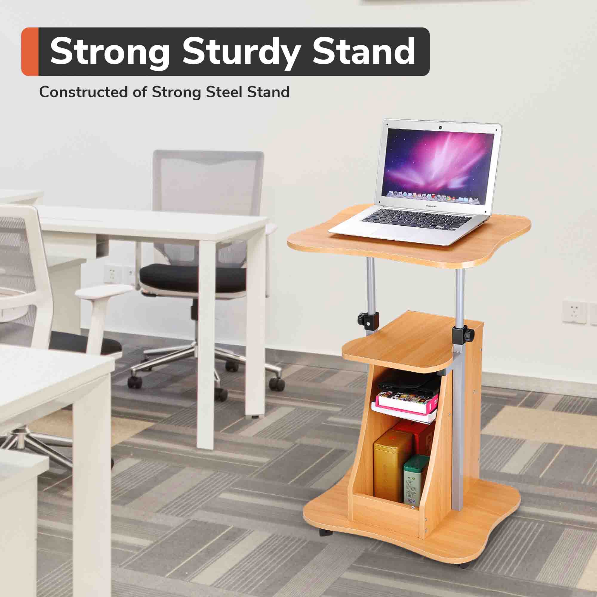 Mobile Laptop Desk Cart Stand Adjustable Computer Laptop Table Home ...