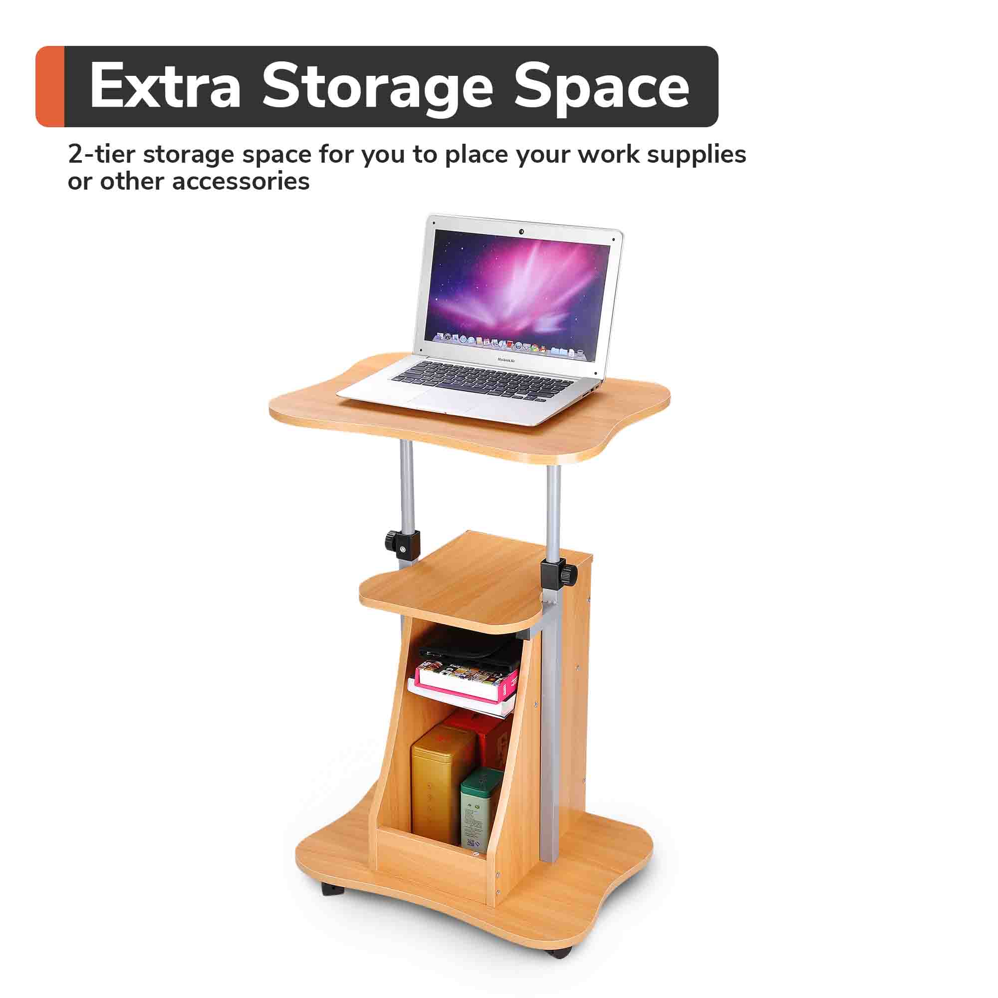 Mobile Laptop Desk Cart Stand Adjustable Computer Laptop Table Home ...
