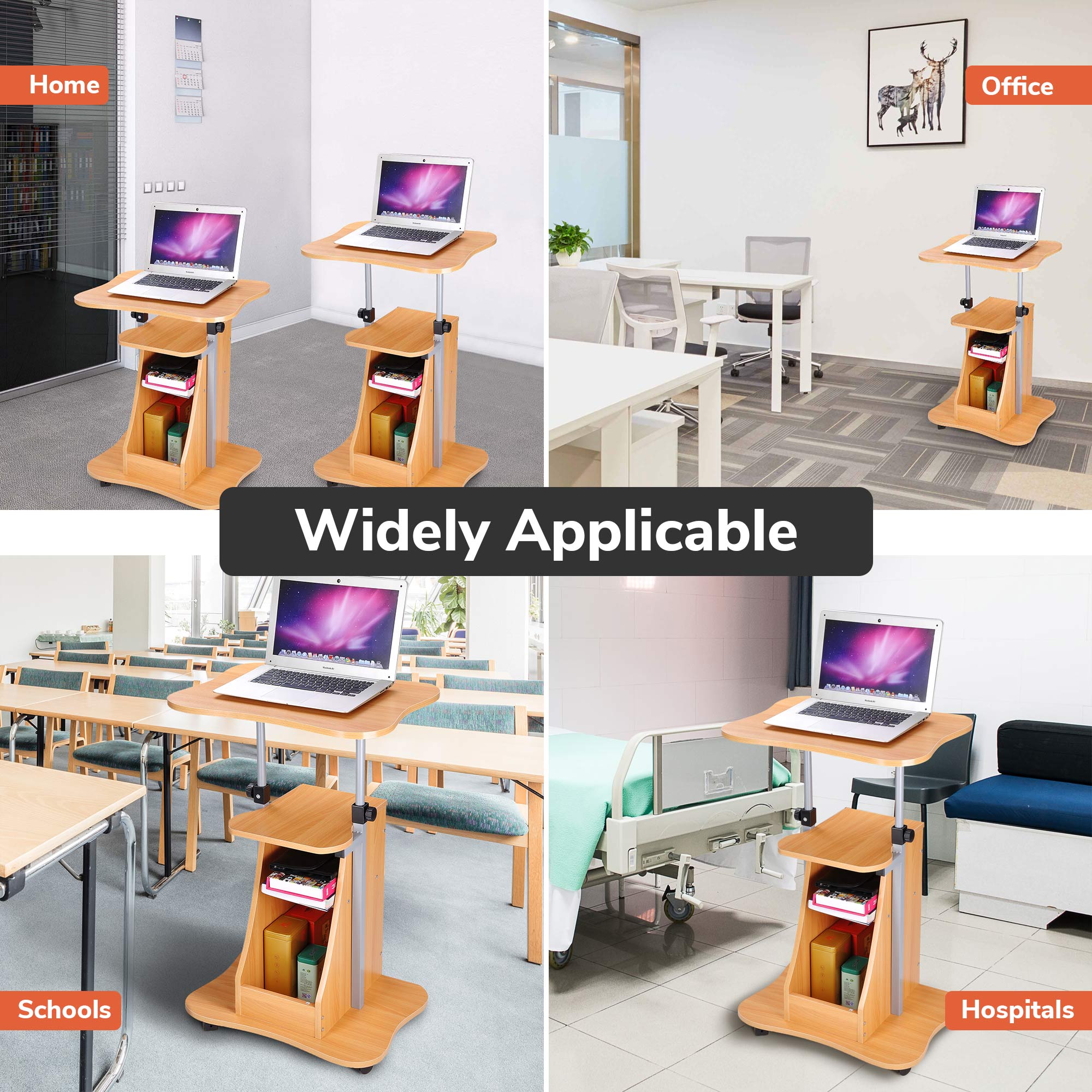 Mobile Laptop Desk Cart Stand Adjustable Computer Laptop Table Home ...