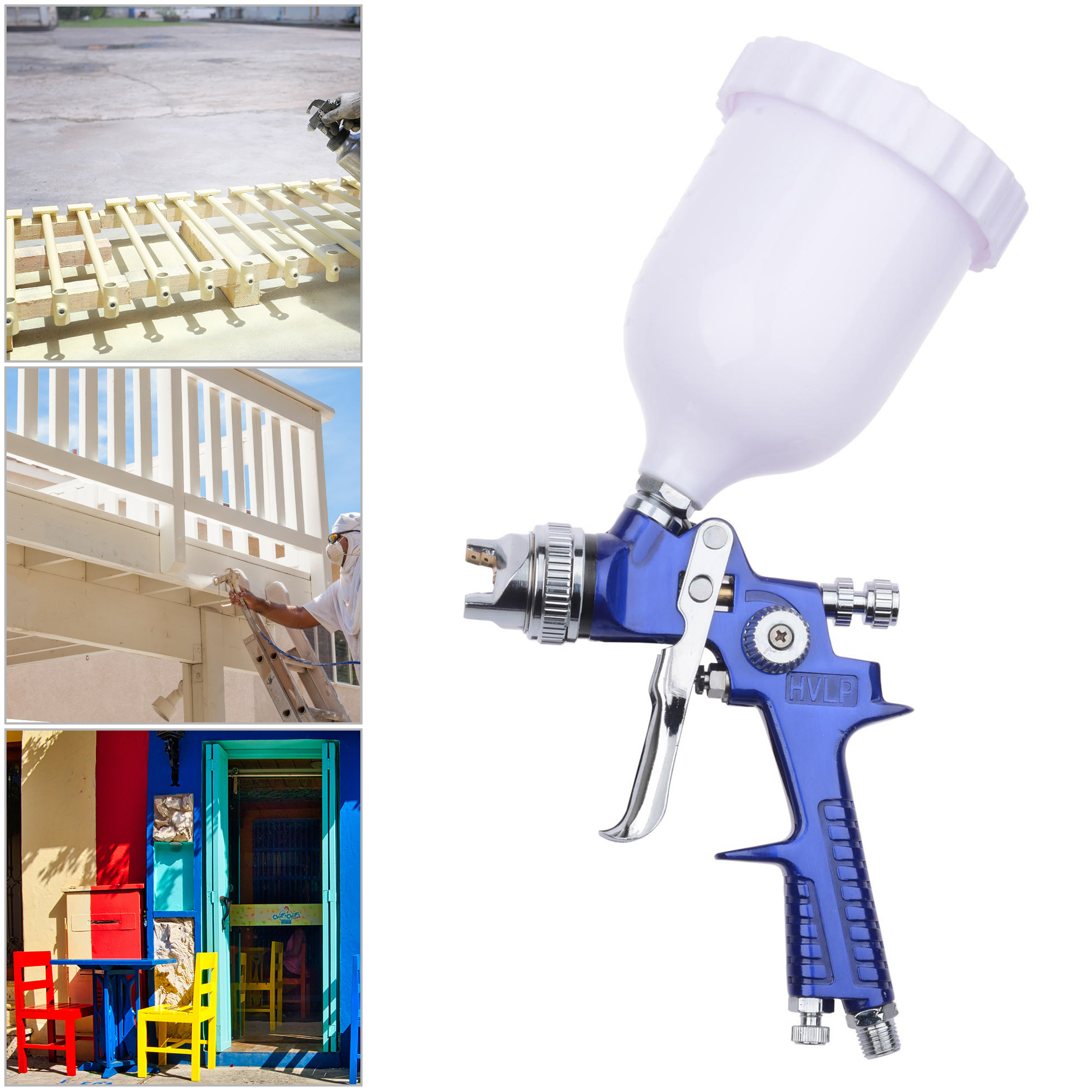 1.0-2.5mm Nozzle HVLP Air Spray Gun Kit Auto Paint Gravity Feed Car ...