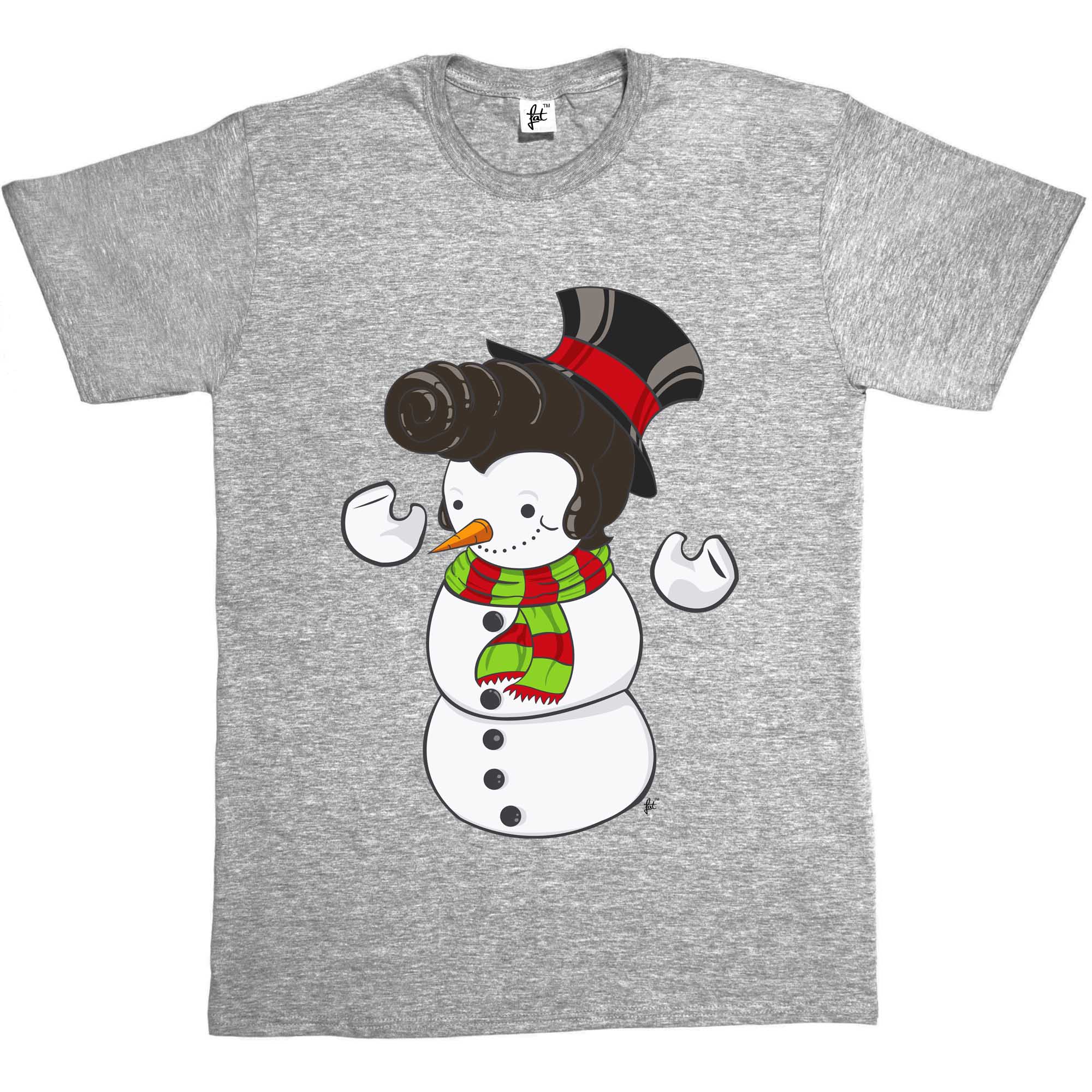 Snowman With Elvis Presley Type Quiff Hair Smiling Christmas Music Mens ...