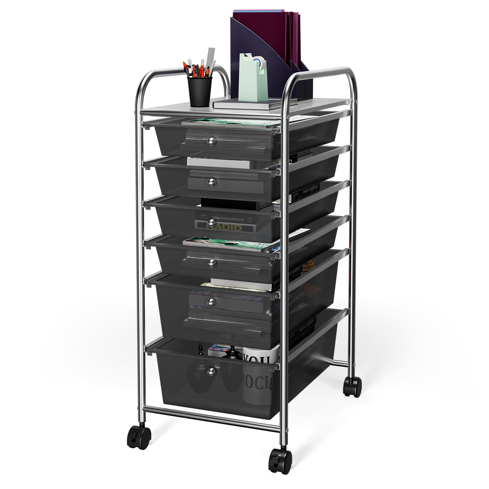 Costway 6 Drawer Rolling Storage Cart Scrapbook Paper Office Organizer ...