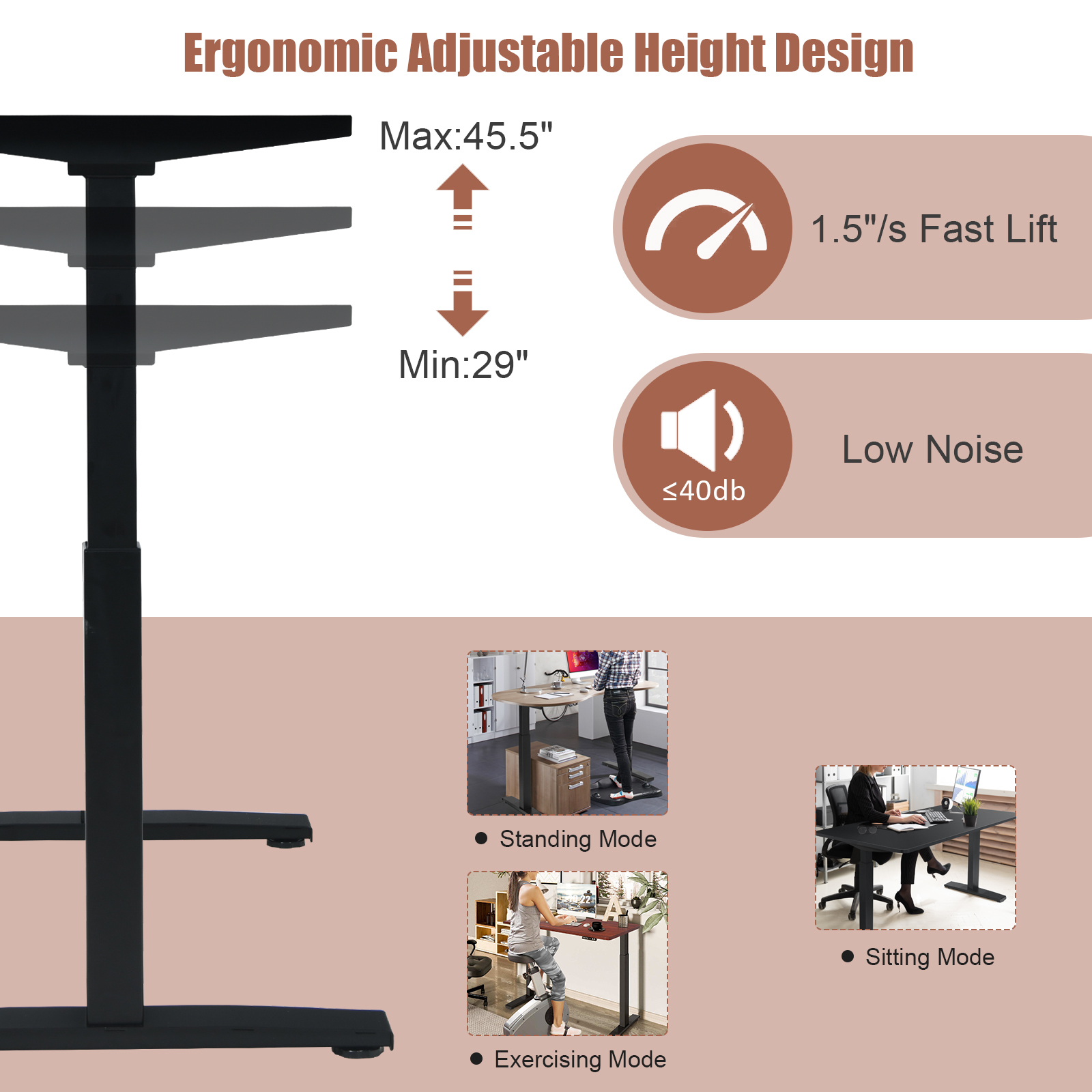 Electric Standup Desk Frame Ergonomic Sit to Stand Adjustable ...