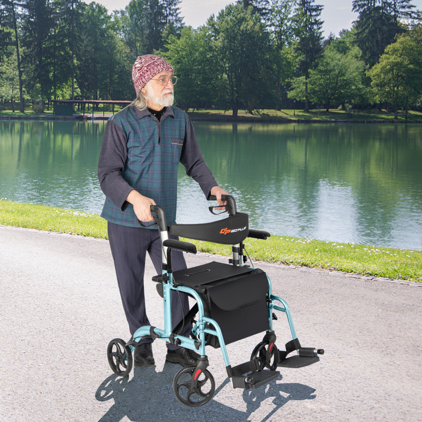 Folding Rollator Walker w/Seat & 8" Wheels Supports up to 300 lbs | eBay