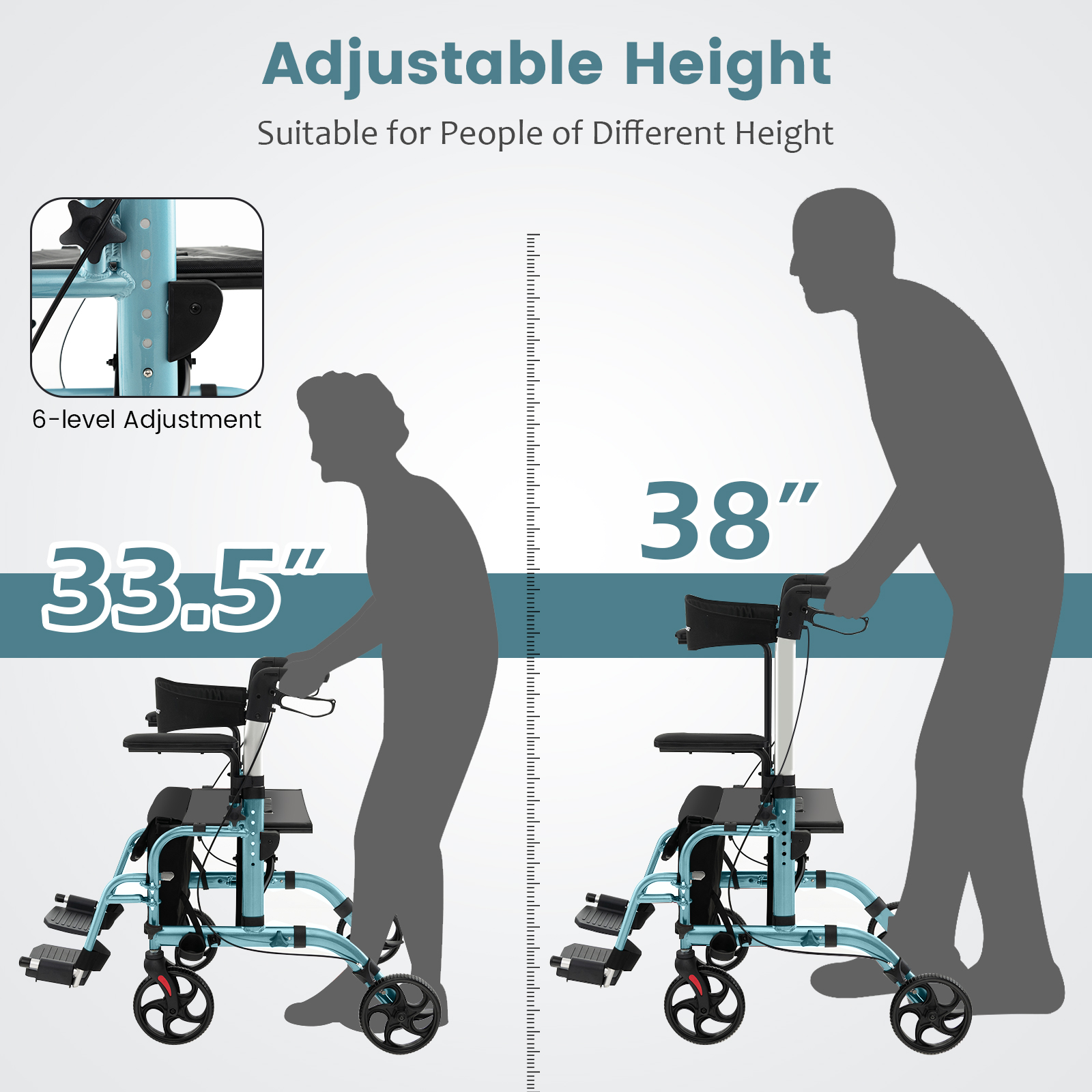 Folding Rollator Walker w/Seat & 8" Wheels Supports up to 300 lbs | eBay