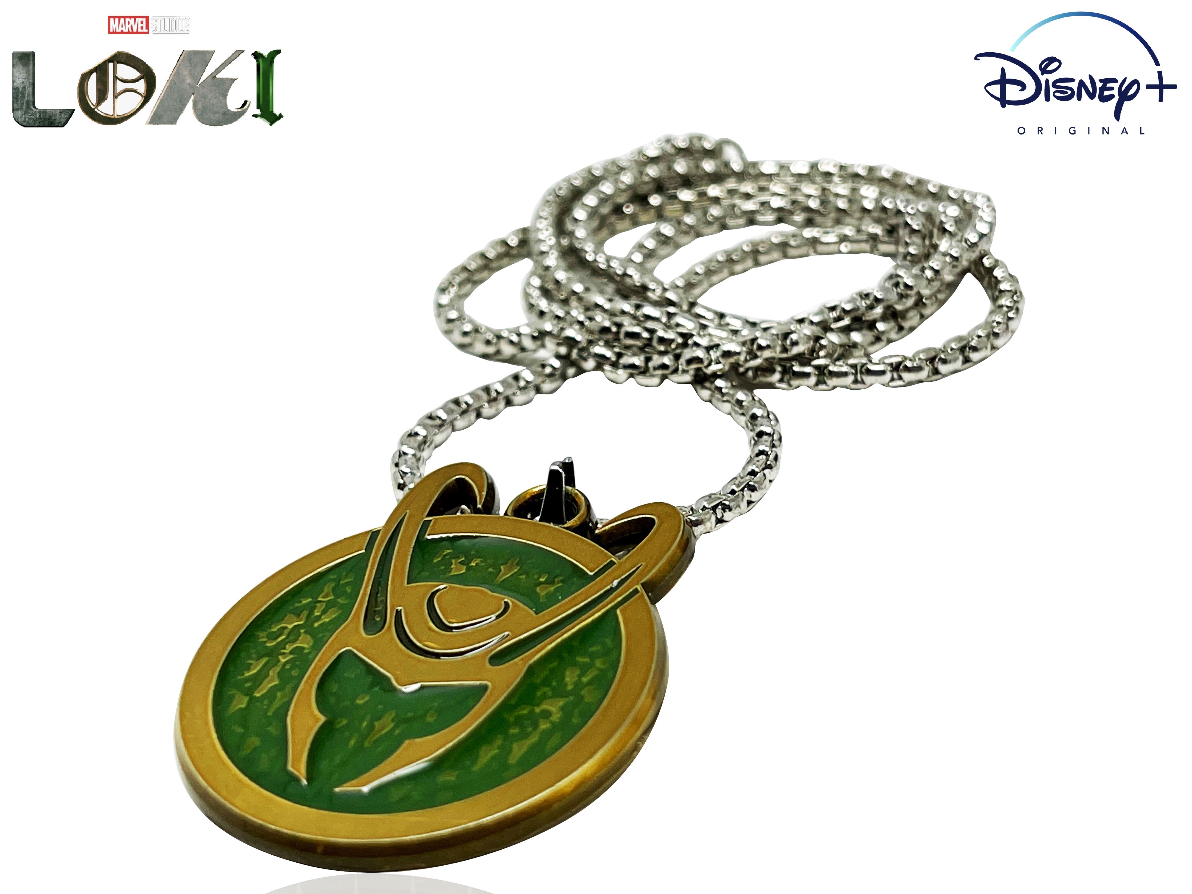 Loki Helmet Necklace Official Marvel Disney+ Loki Helmet Symbol Pendant ...