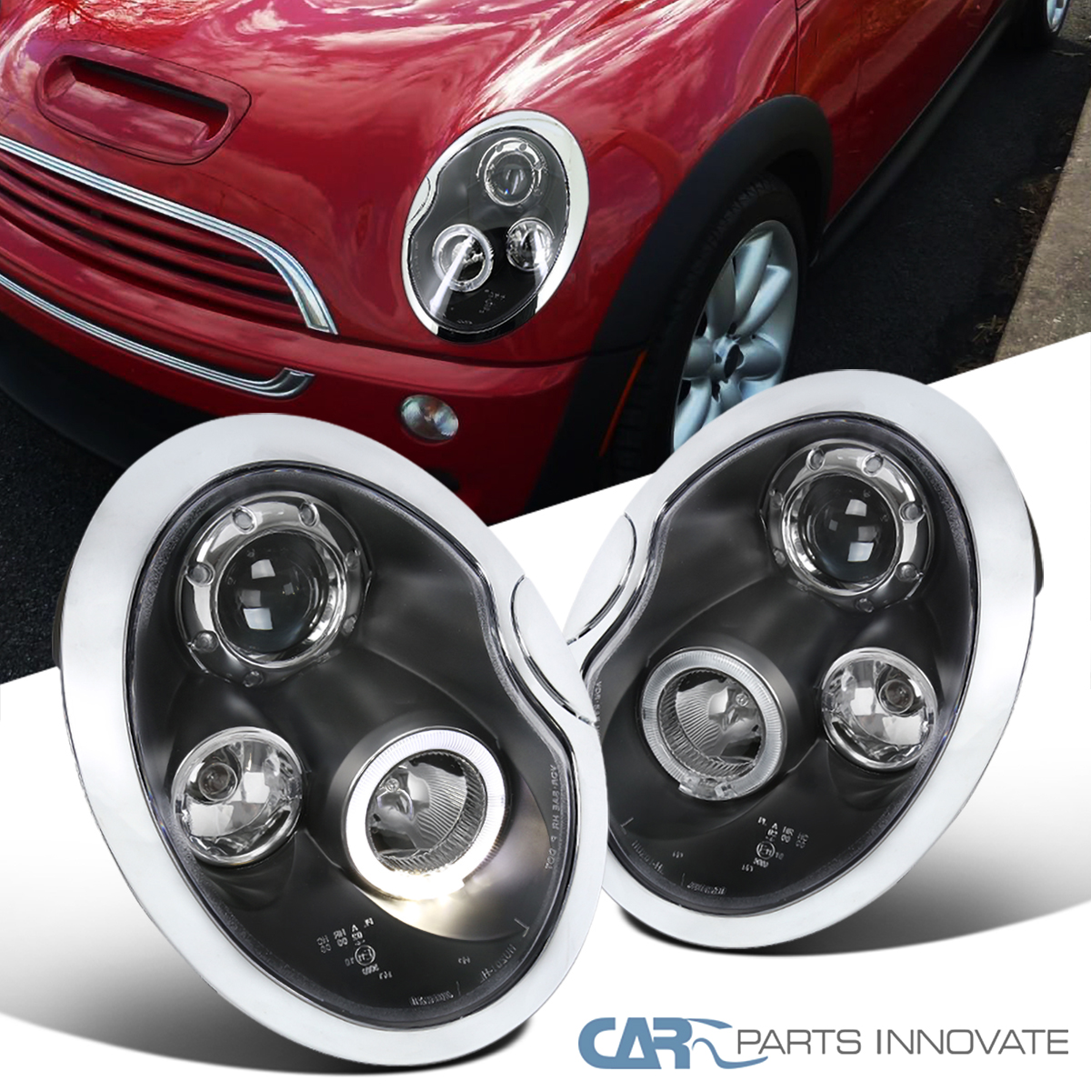 02-05 Mini Cooper S Clear Lens Halo Projector Headlights Head Lamps ...