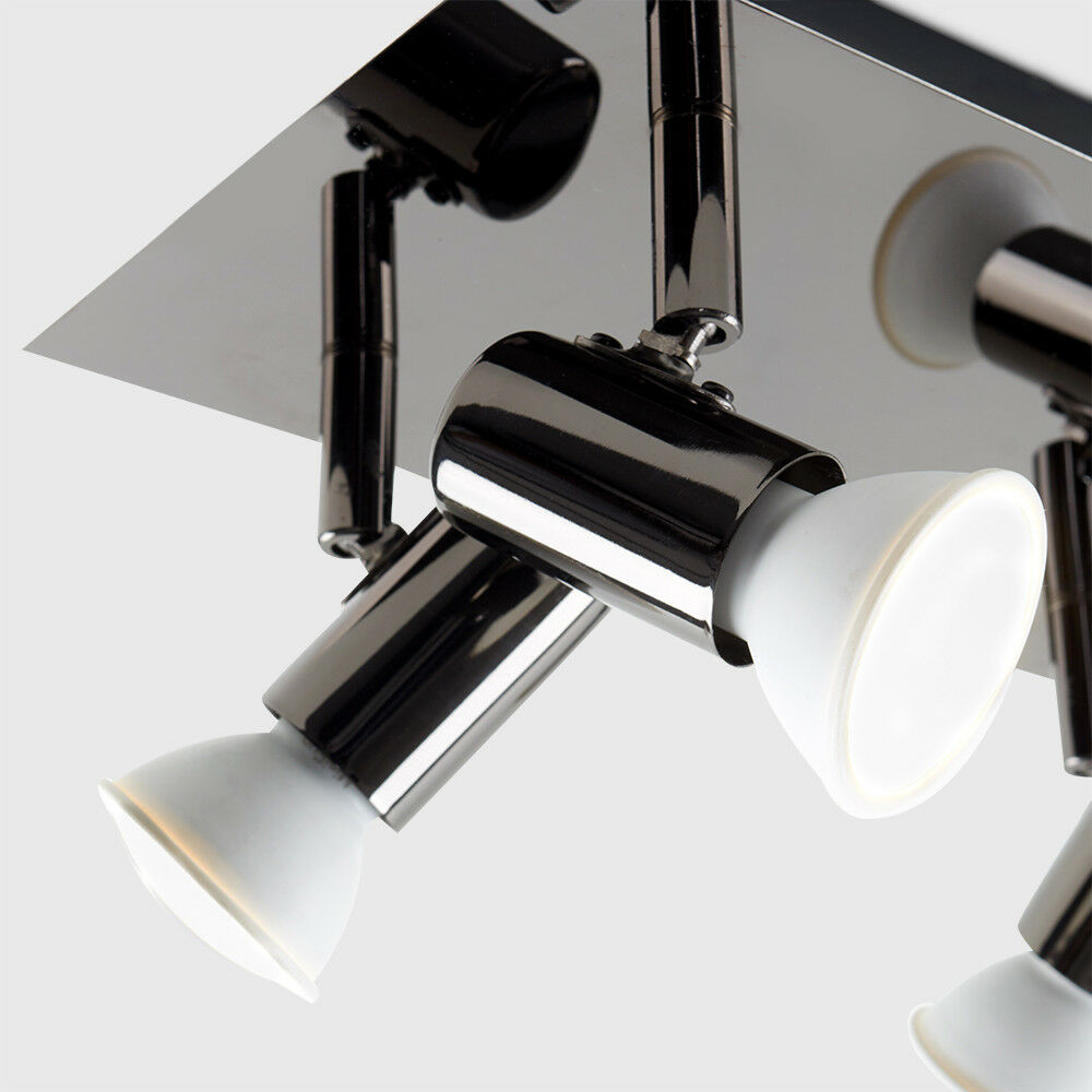 Adjustable Flush 6 Way Ceiling Spotlight Light Fitting + LED GU10 Bulbs ...