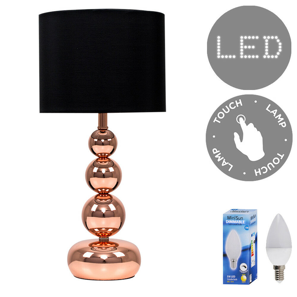 Modern Dimmable Bedside Table Lamp Touch Dimmer Lounge Light Cotton ...