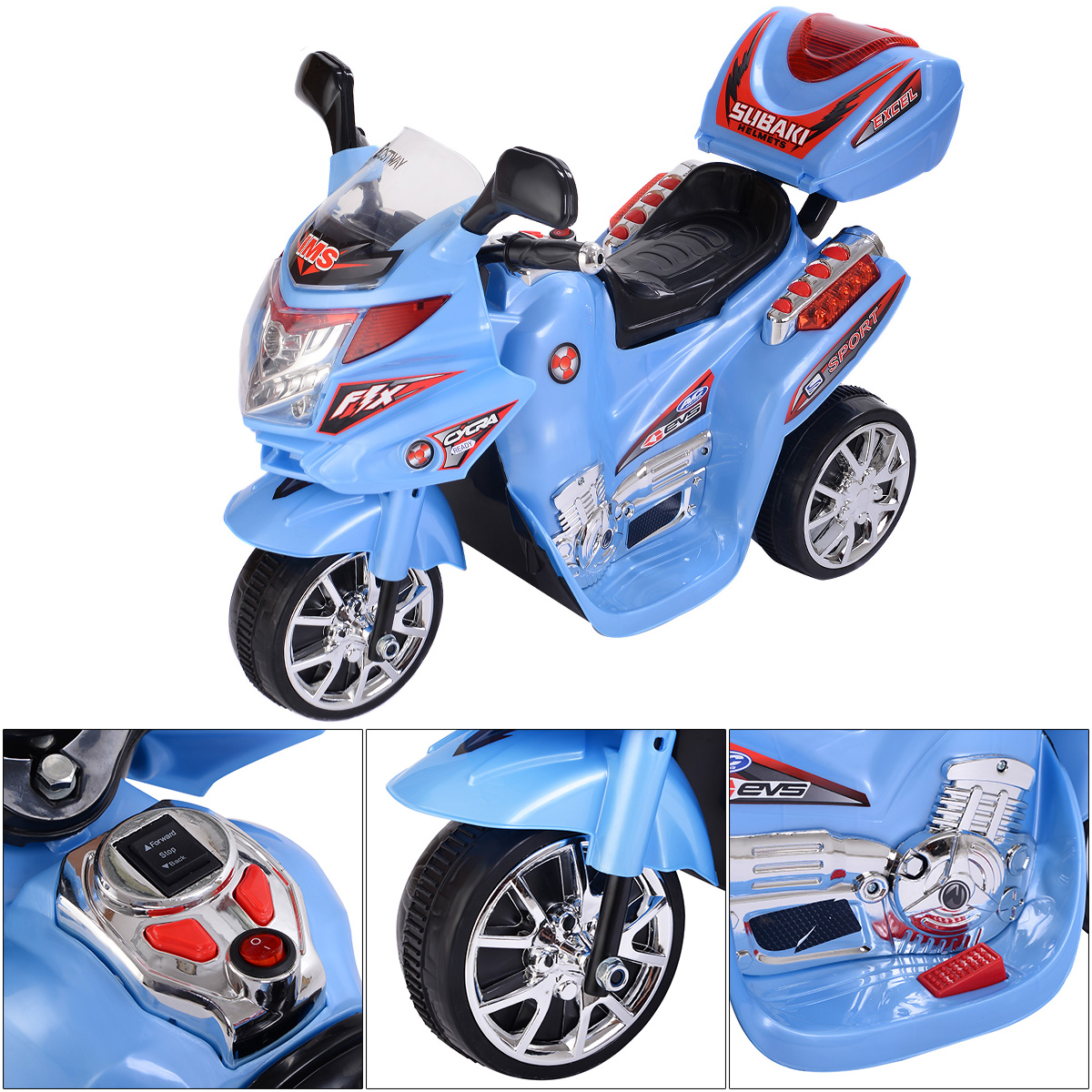 Topbuy 6V Battery Powered Motorcycle Electric Kids Ride On 3 Wheels ...