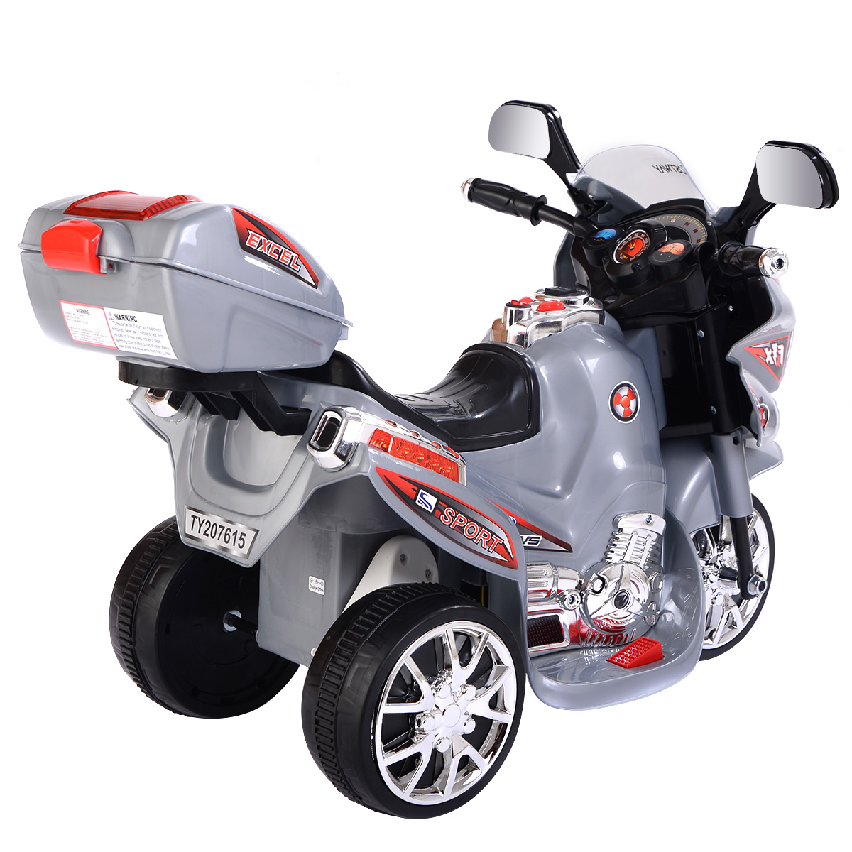 Topbuy 6V Battery Powered Motorcycle Electric Kids Ride On 3 Wheels ...