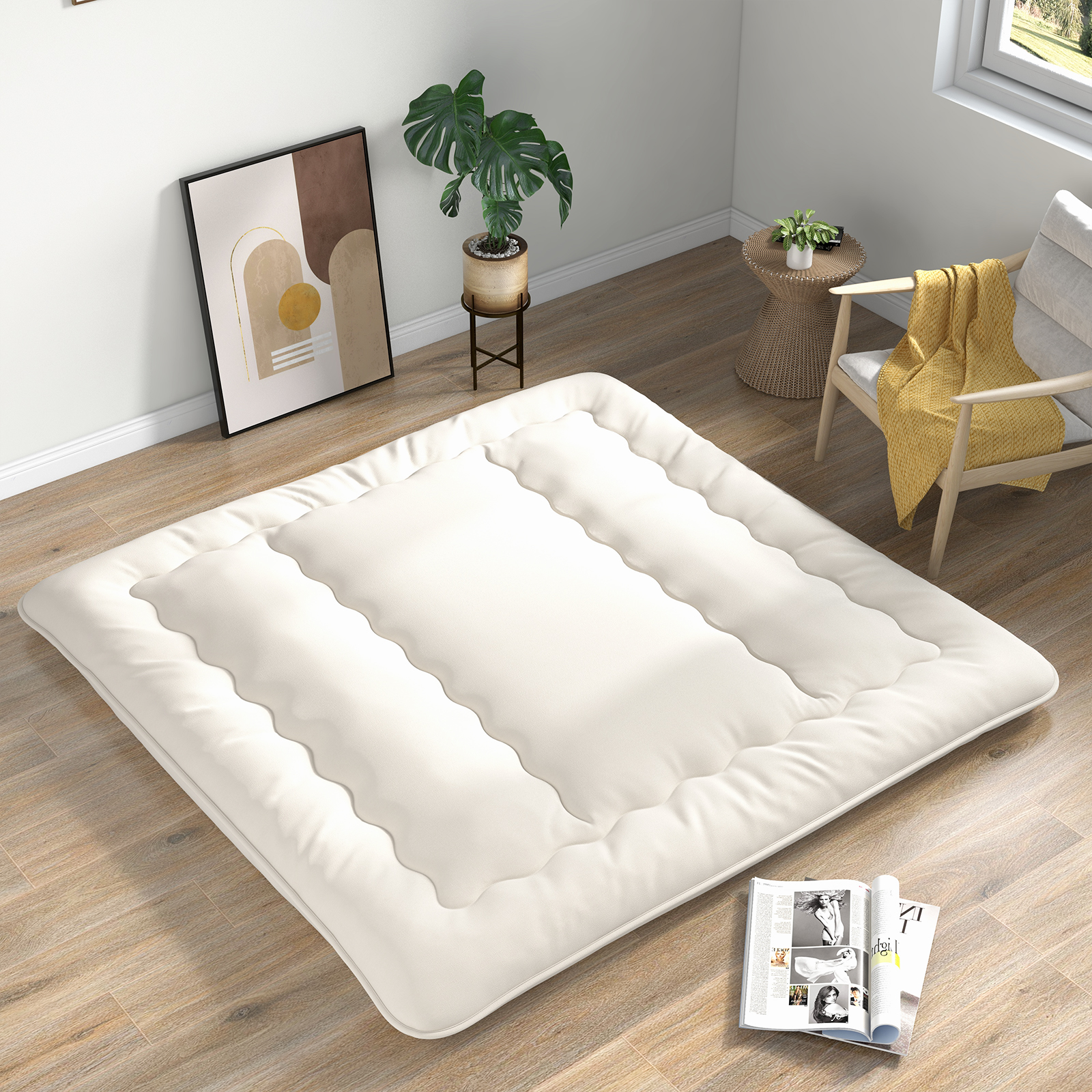 Futon Mattress Japanese Portable Floor Roll Up Tatami Mat Twin Full ...