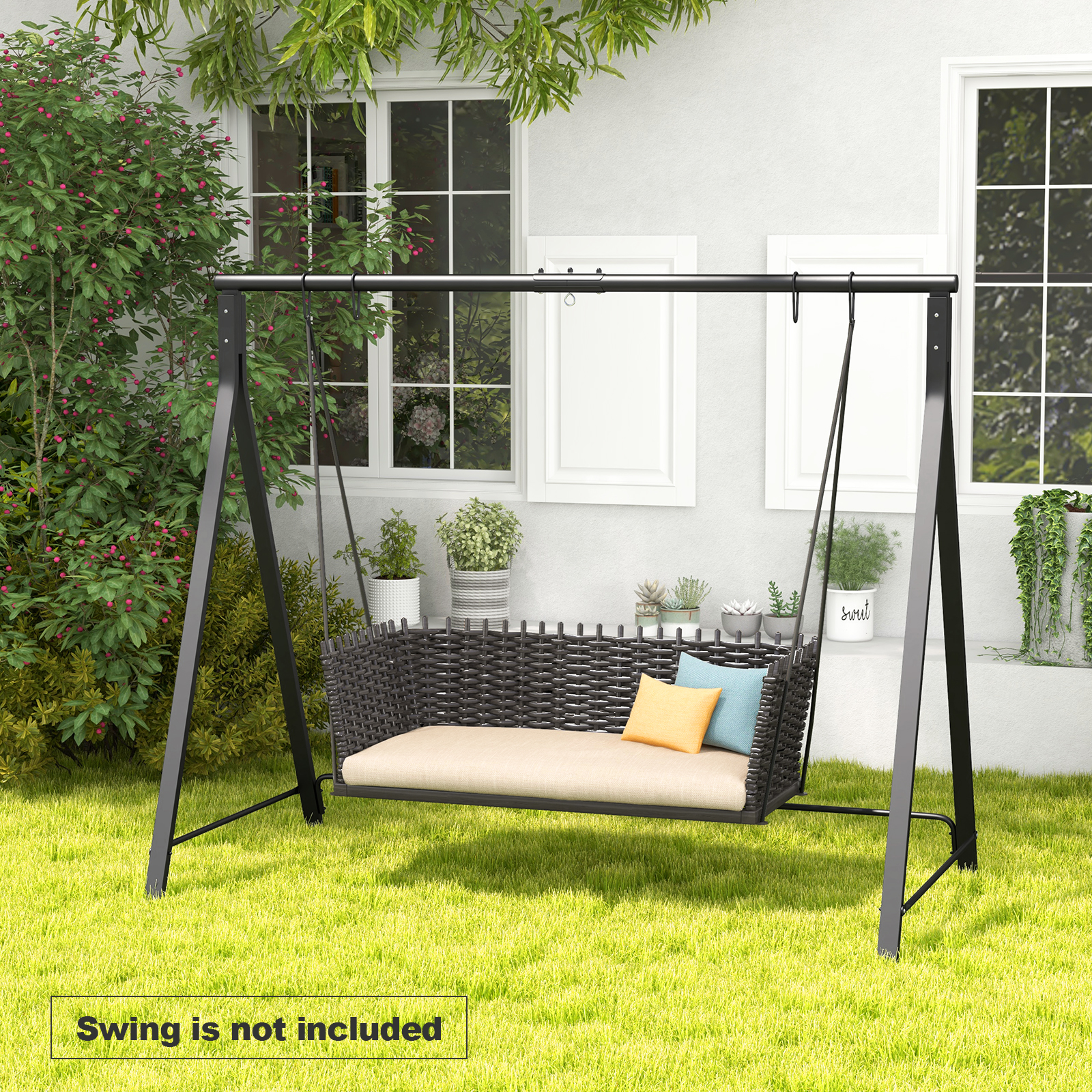 Heavy Duty Metal Porch Swing Frame A-frame Swing Stand with 4 Hanging ...