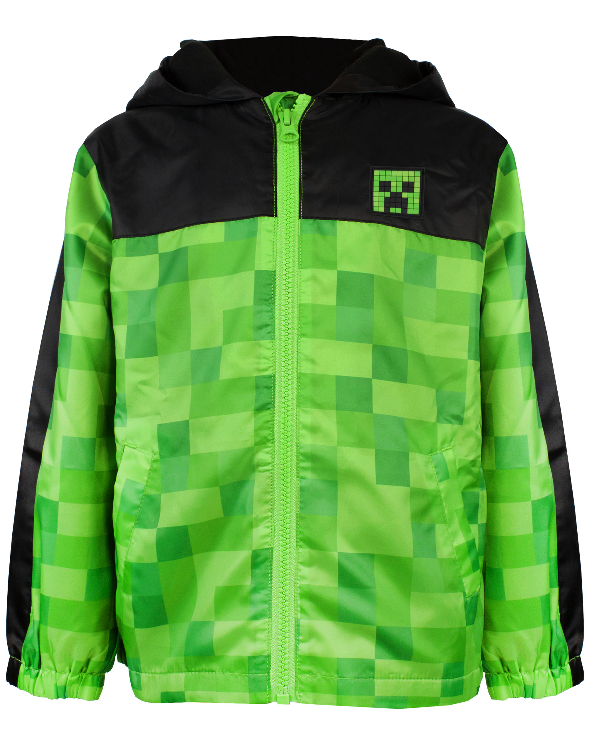 MINECRAFT BOYS JACKET Waterproof Hoodie Creeper Fleece Lined Raincoat ...
