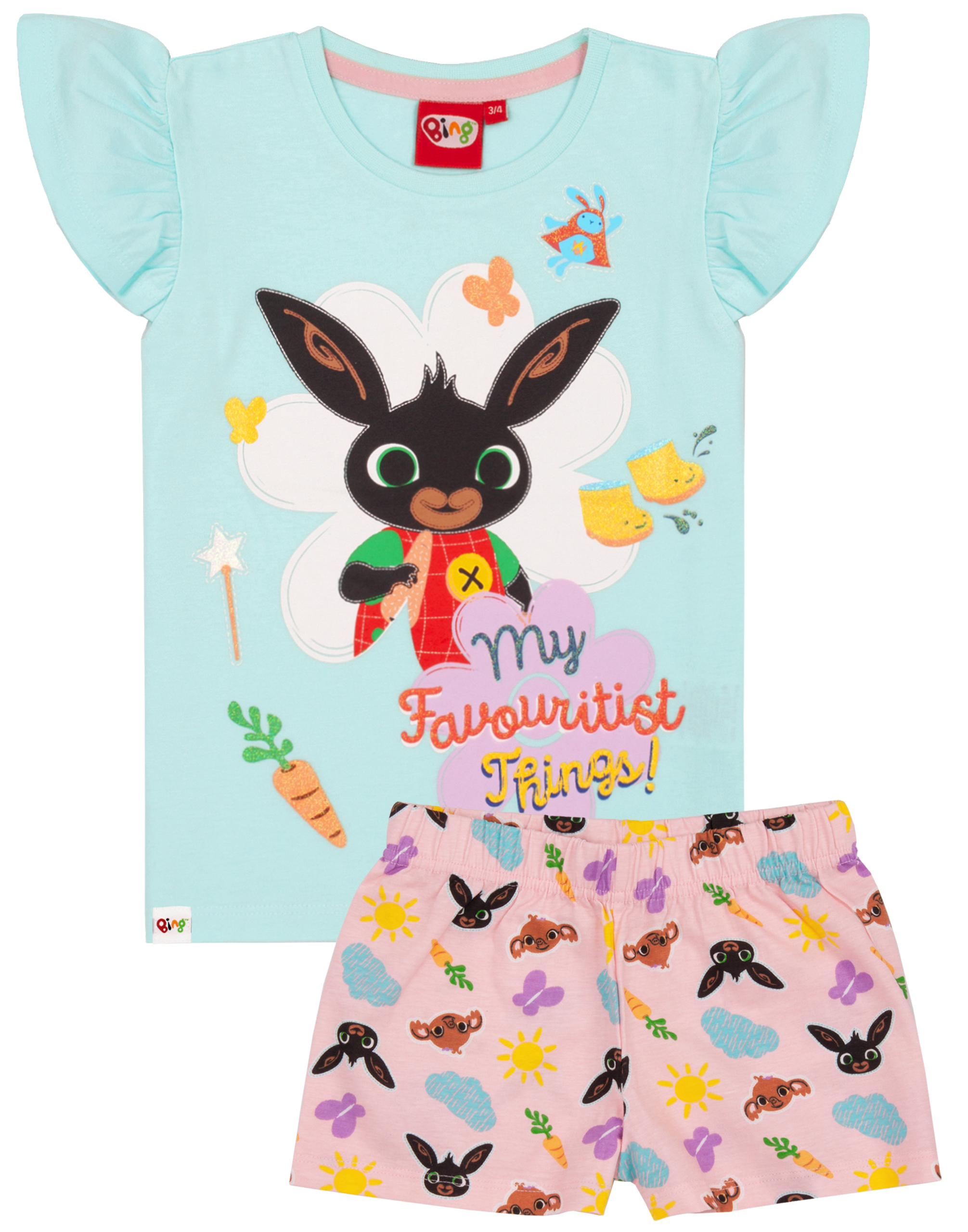 BING BUNNY PYJAMAS Girls Sula Character CBeebies T Shirt Shorts Kids ...