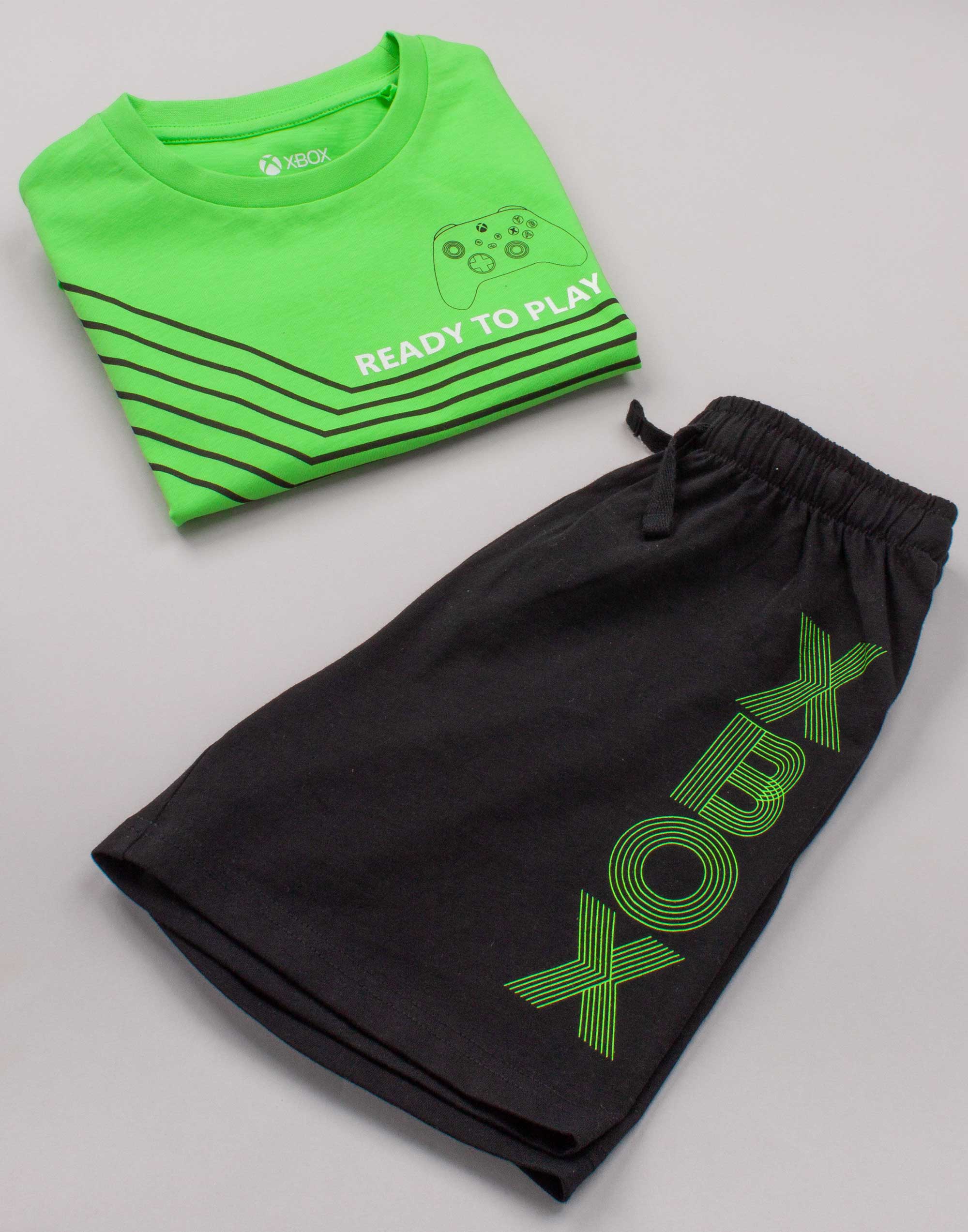 XBOX Pyjamas Boys Green OR Black Options Kids Gamer T-Shirt Shorts Pjs ...