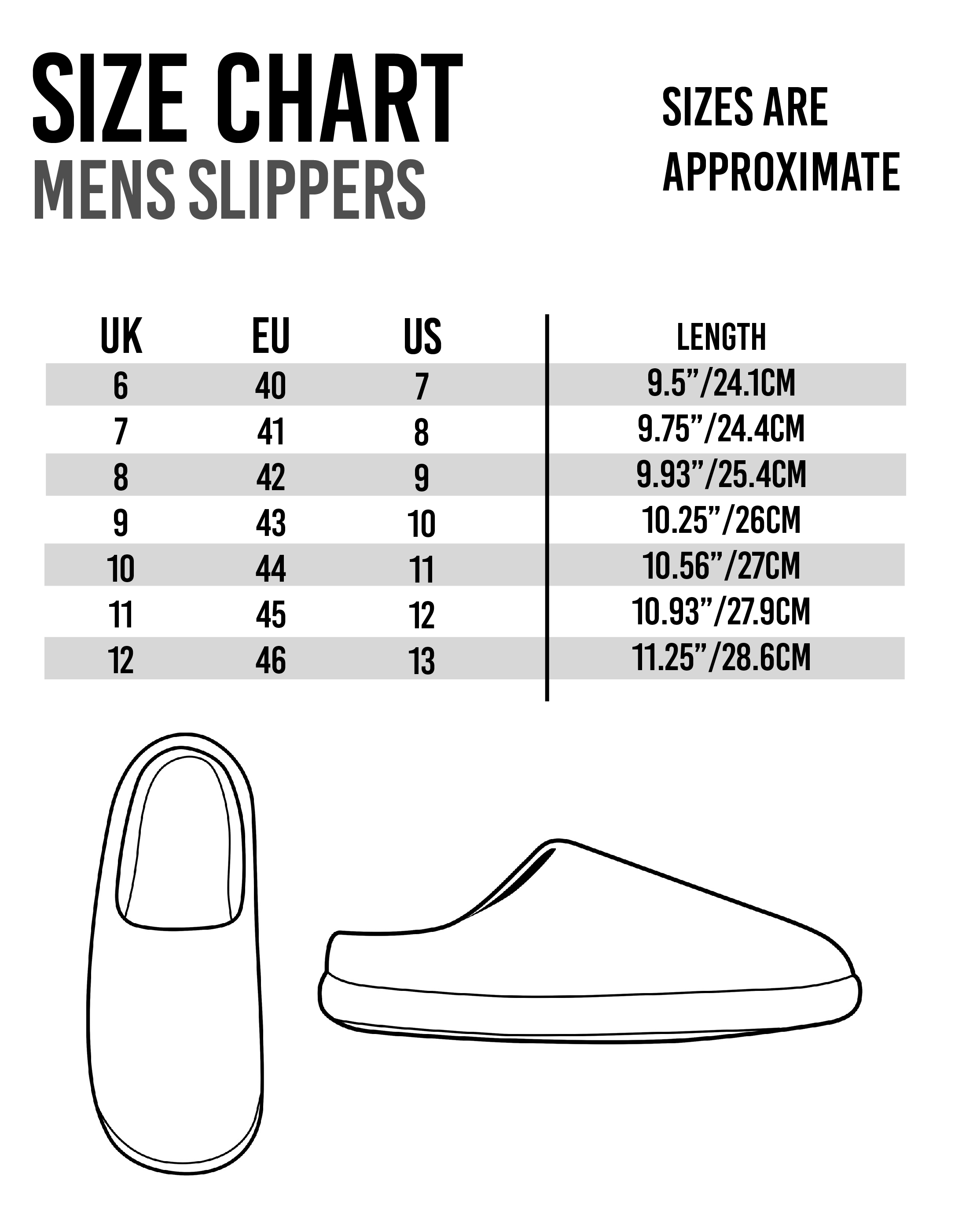 Slipper Size Chart Small Medium Large Slipper Size Chart Small Medium Large