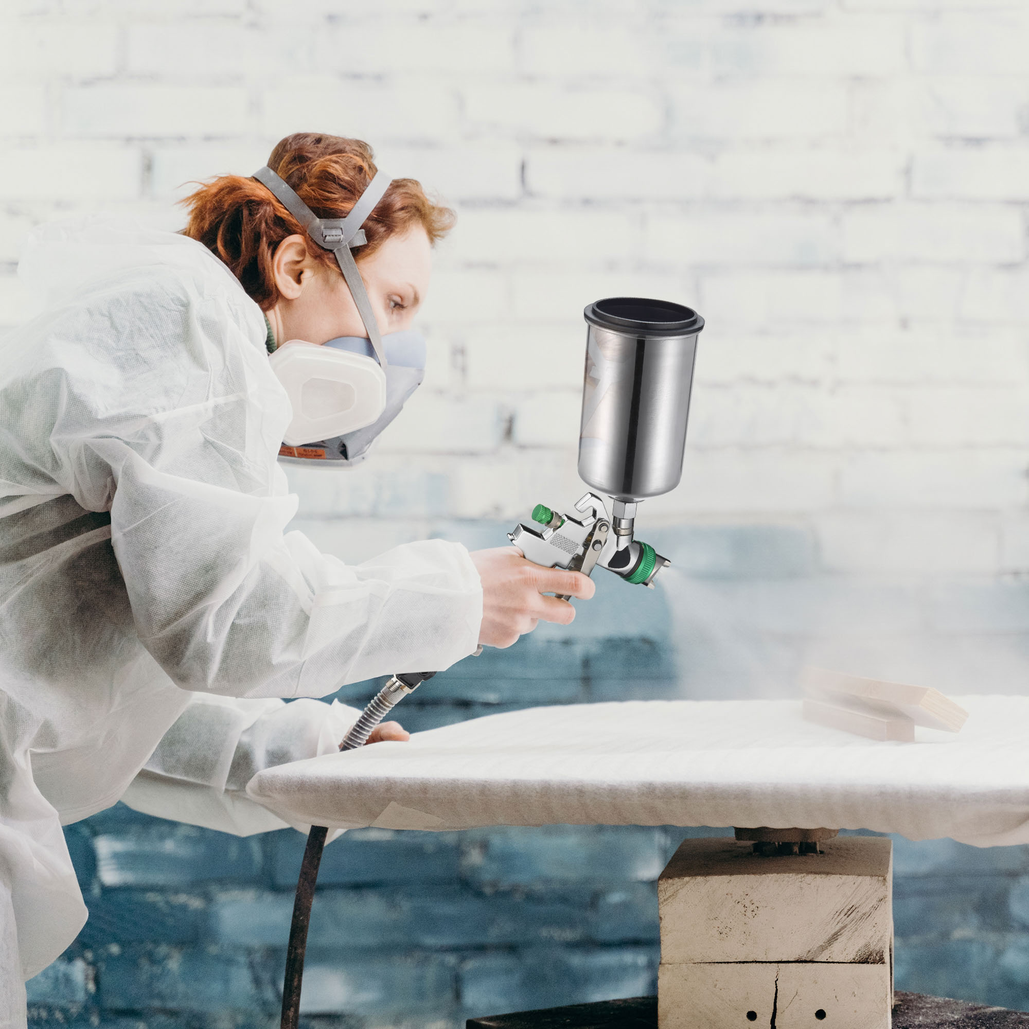 1.0-2.5mm Nozzle HVLP Air Spray Gun Kit Auto Paint Gravity Feed Car ...