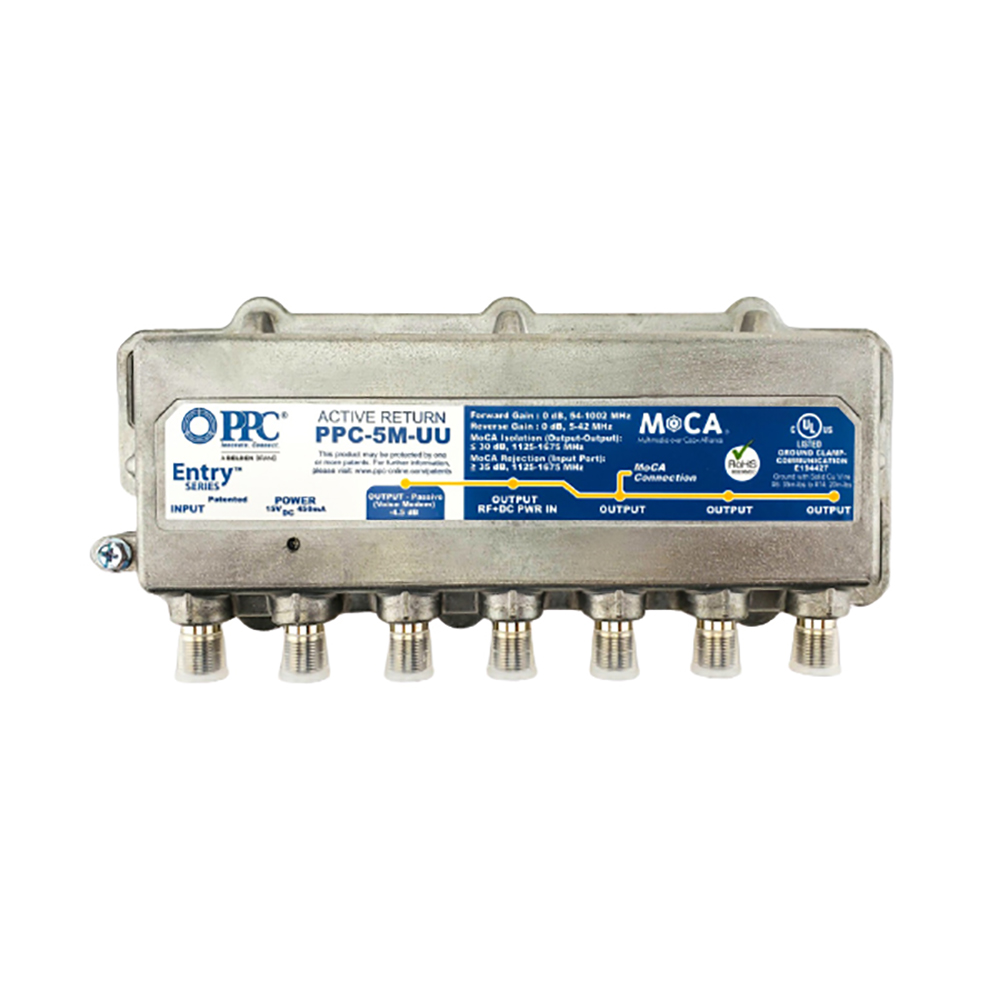 PPC-5M-UU MoCA Enabled 5-Port Active Return Coaxial Amplifier Splitter ...