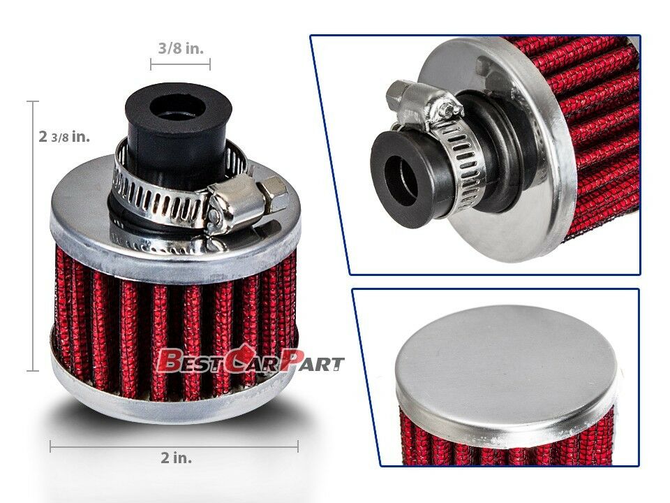 RED Universal Crankcase Air Breather Filter 3/8" Inch (10mm) Inlet For ...