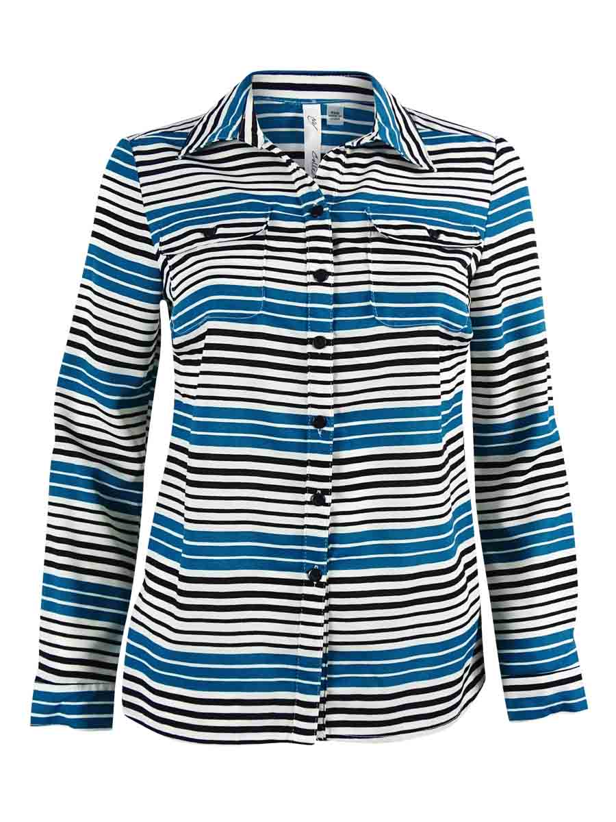 NY Collection Women's Striped Utility Shirt | eBay