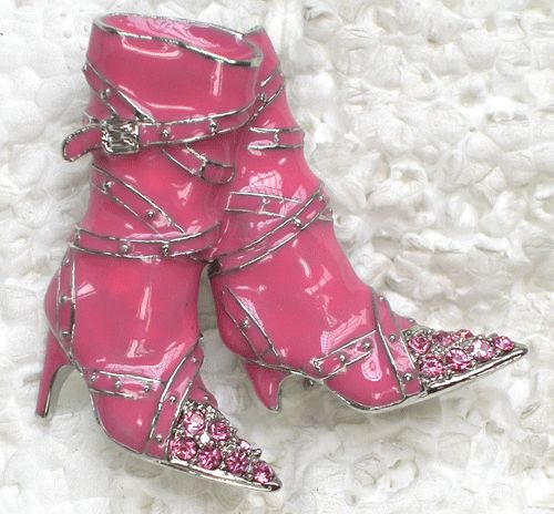 Pink Rhinestone Crystal High Heel Boots Pin Brooch D259 | eBay