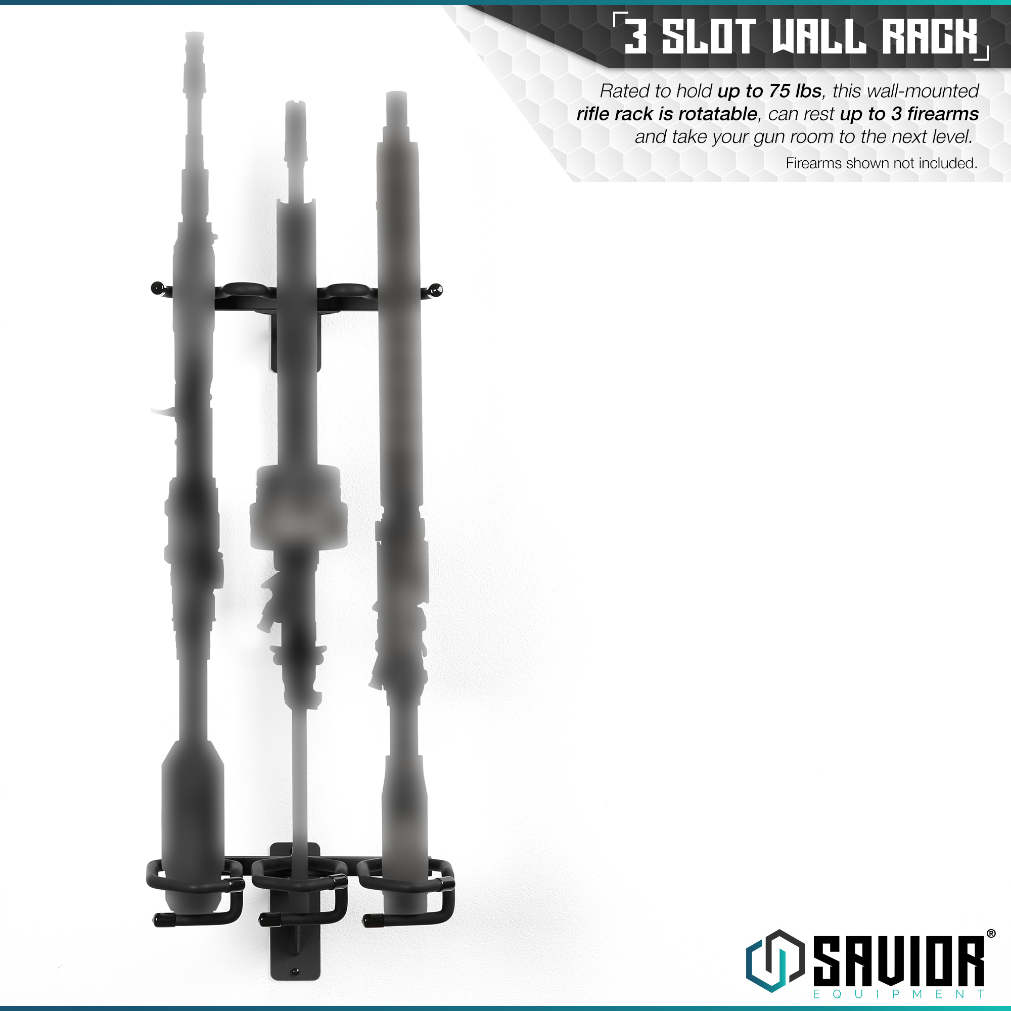 [SAVIOR]Vertical 3 Gun Rifle Wall Mount Rack Carbine Shotgun Hook ...