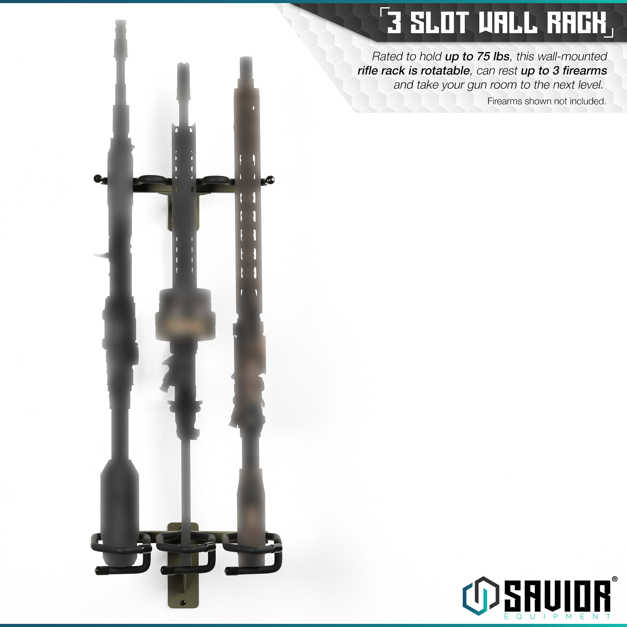 [SAVIOR]Vertical 3 Gun Rifle Wall Mount Rack Carbine Shotgun Hook ...