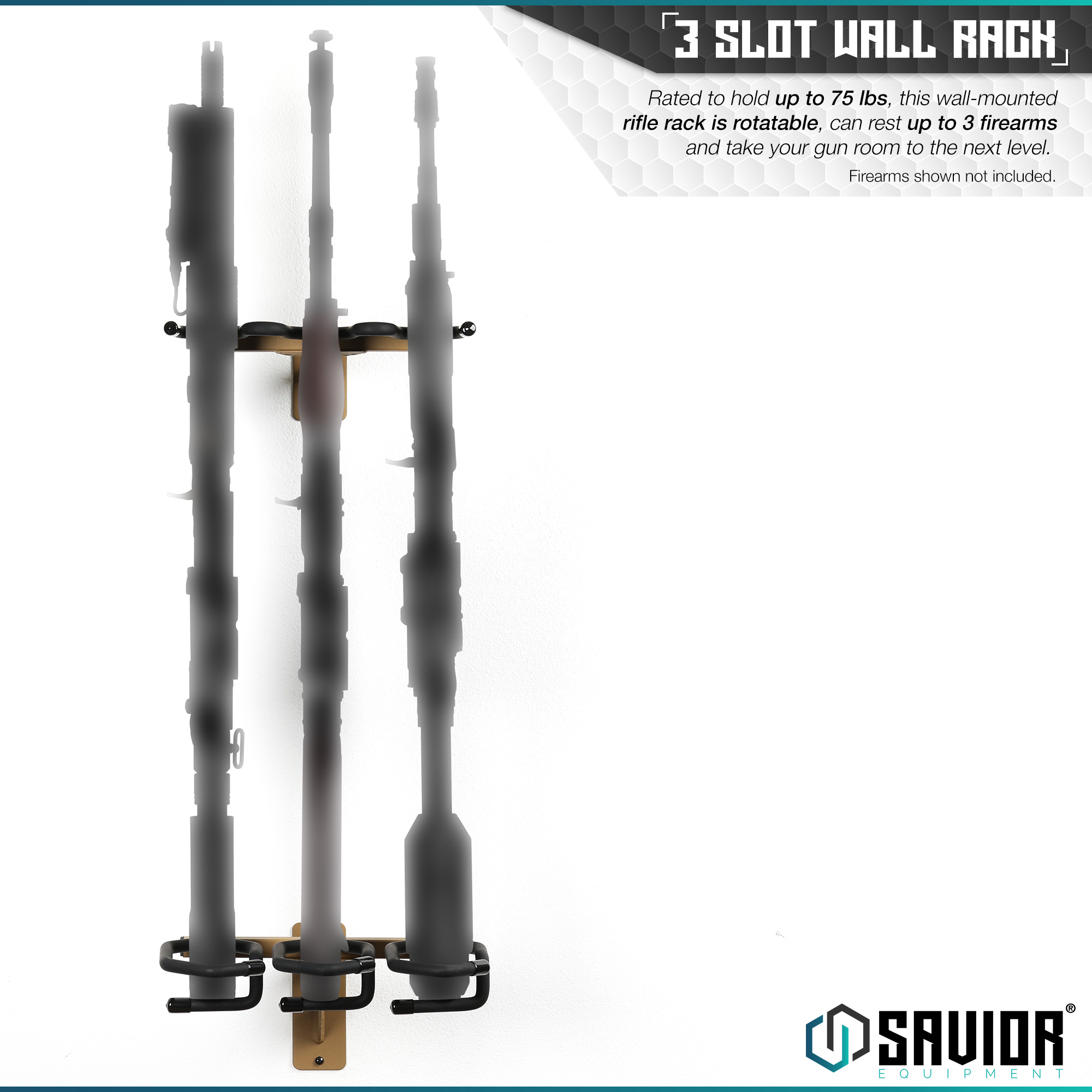 [SAVIOR]Vertical 3 Gun Rifle Wall Mount Rack Carbine Shotgun Hook ...