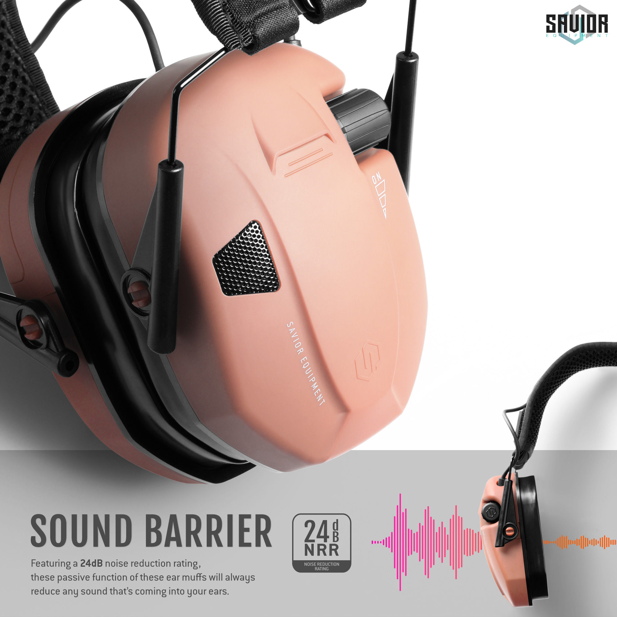 SKU: Apollo Electronic Ear Protection Earmuffs - Peach (EM-APOLLO-CH)