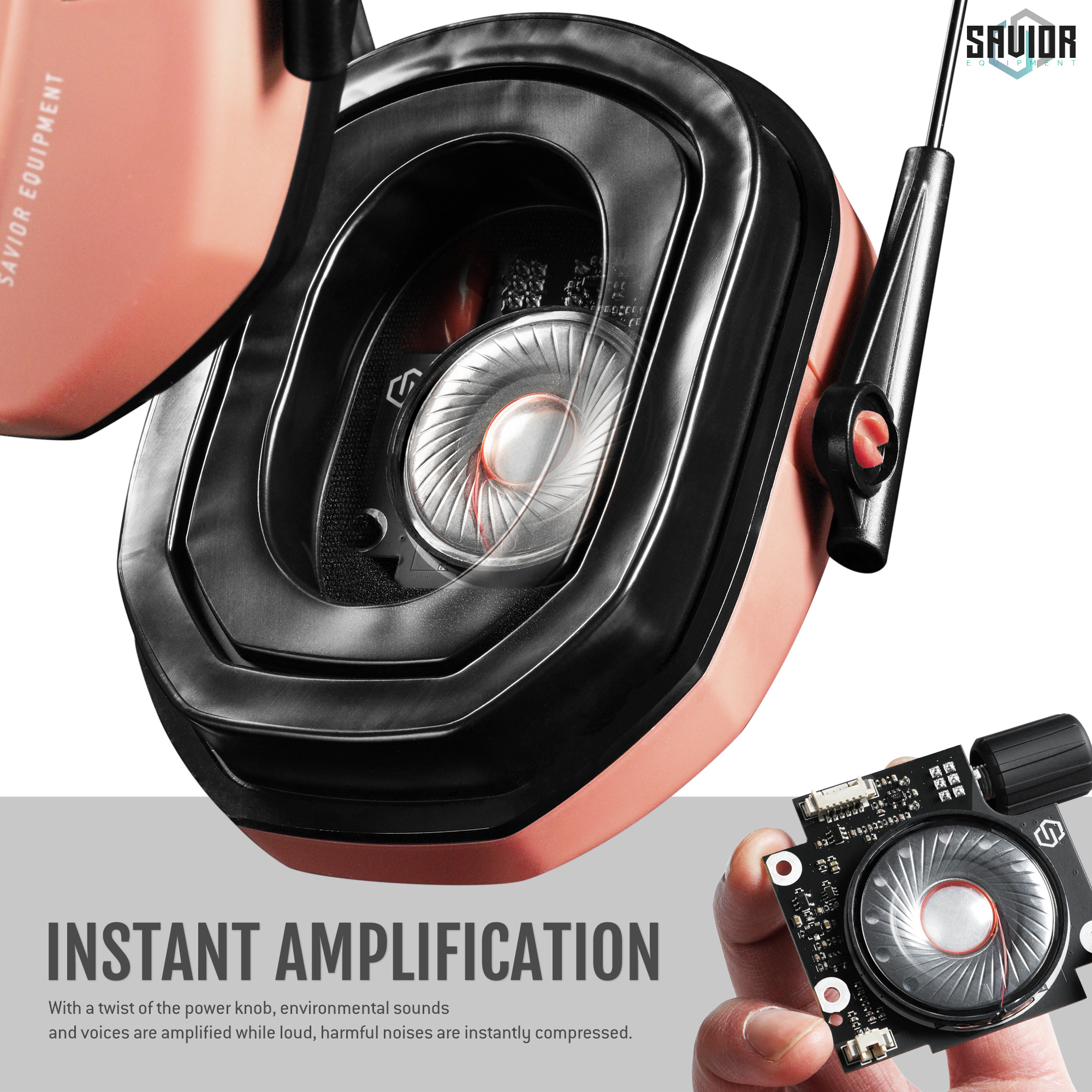 SKU: Apollo Electronic Ear Protection Earmuffs - Peach (EM-APOLLO-CH)
