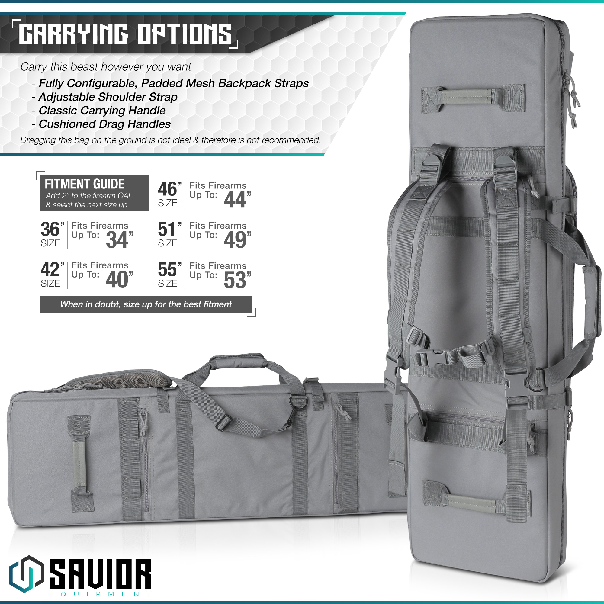 "SAVIOR" Double Rifle Soft Case Firearm Long Carbine Gun Padded Carry ...