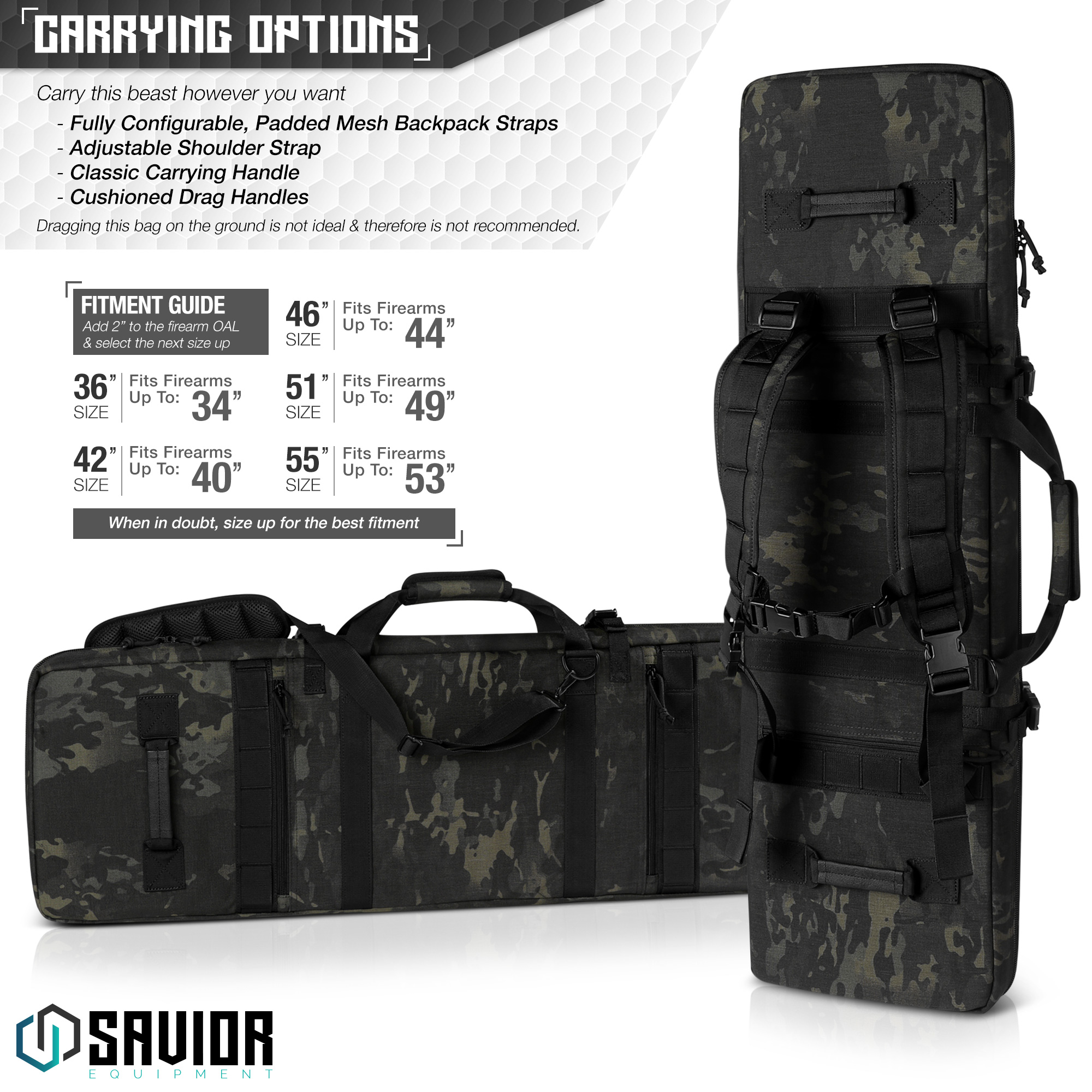 "SAVIOR" Double Rifle Soft Case Firearm Long Carbine Gun Padded Carry ...
