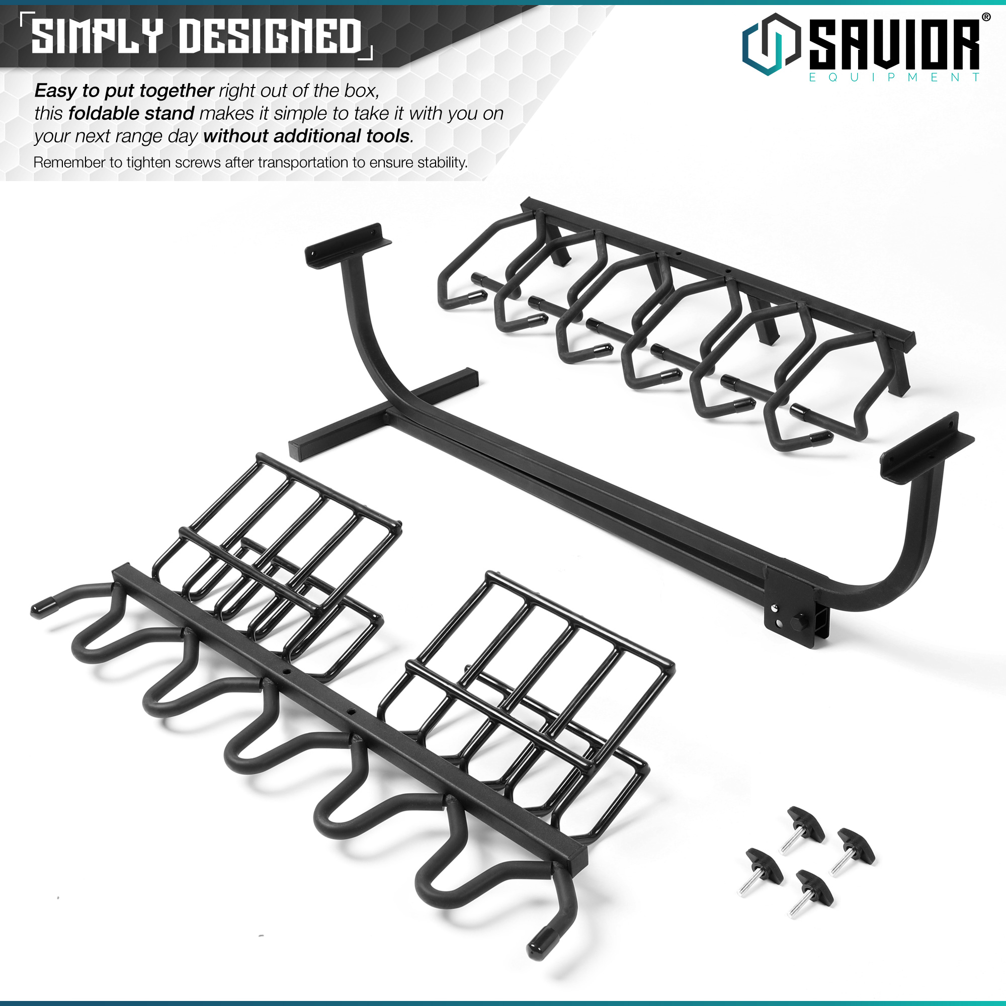 "SAVIOR" Holds 6 Rifle + 8 Pistol Portable Steel Firearm Gun Rack ...