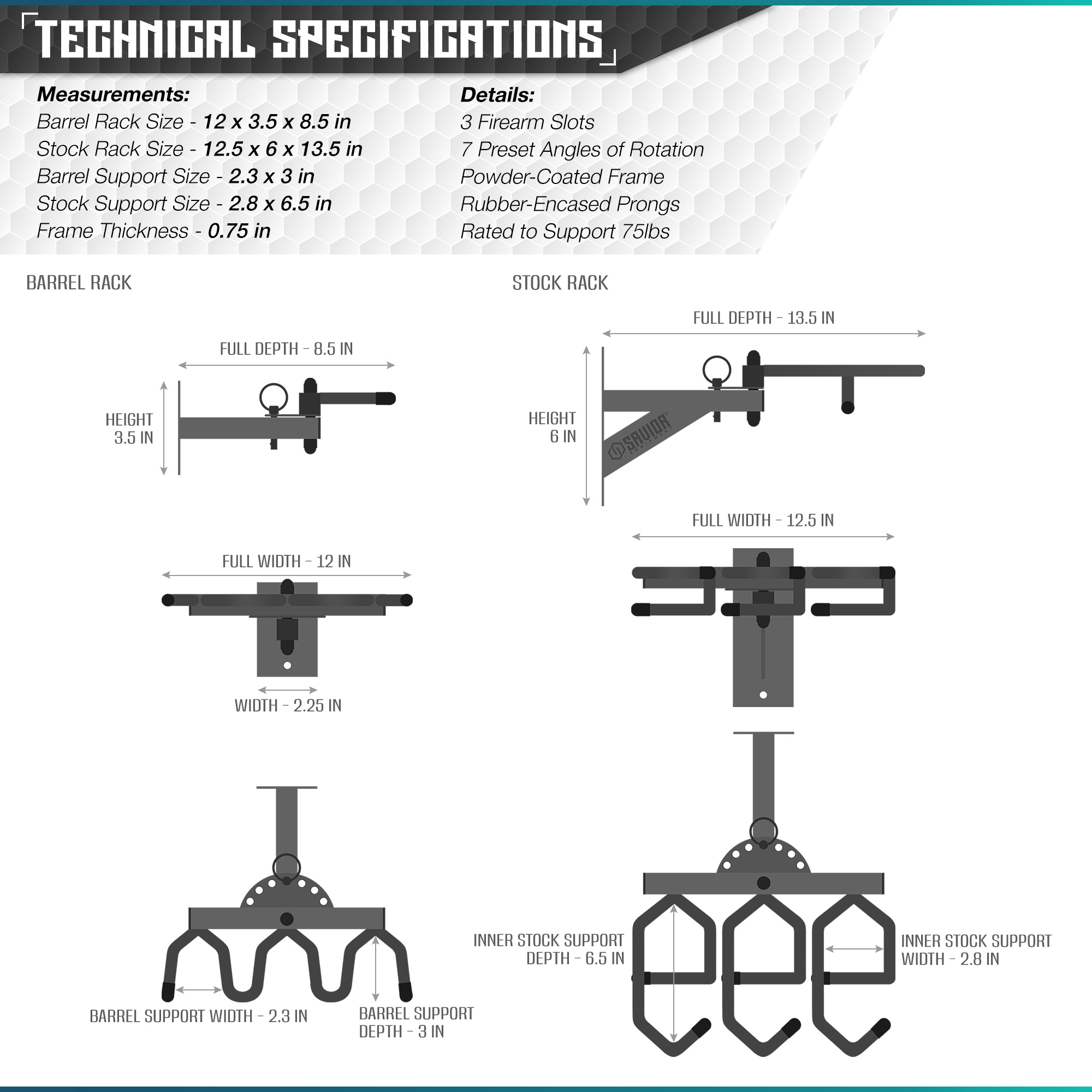 [SAVIOR]Vertical 3 Gun Rifle Wall Mount Rack Carbine Shotgun Hook ...