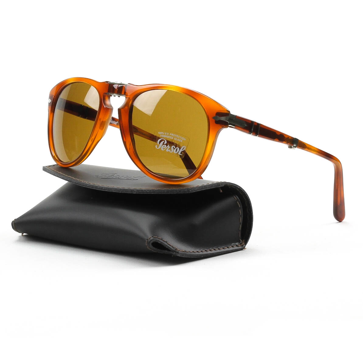 PERSOL Persol 714 Folding Sunglasses 96/33 Light Havana, Brown Crystal ...