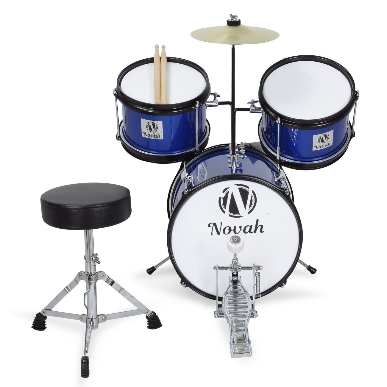 Drum Set 3 Piece Junior Complete Child Kids Kit With Stool Sticks Seat ...
