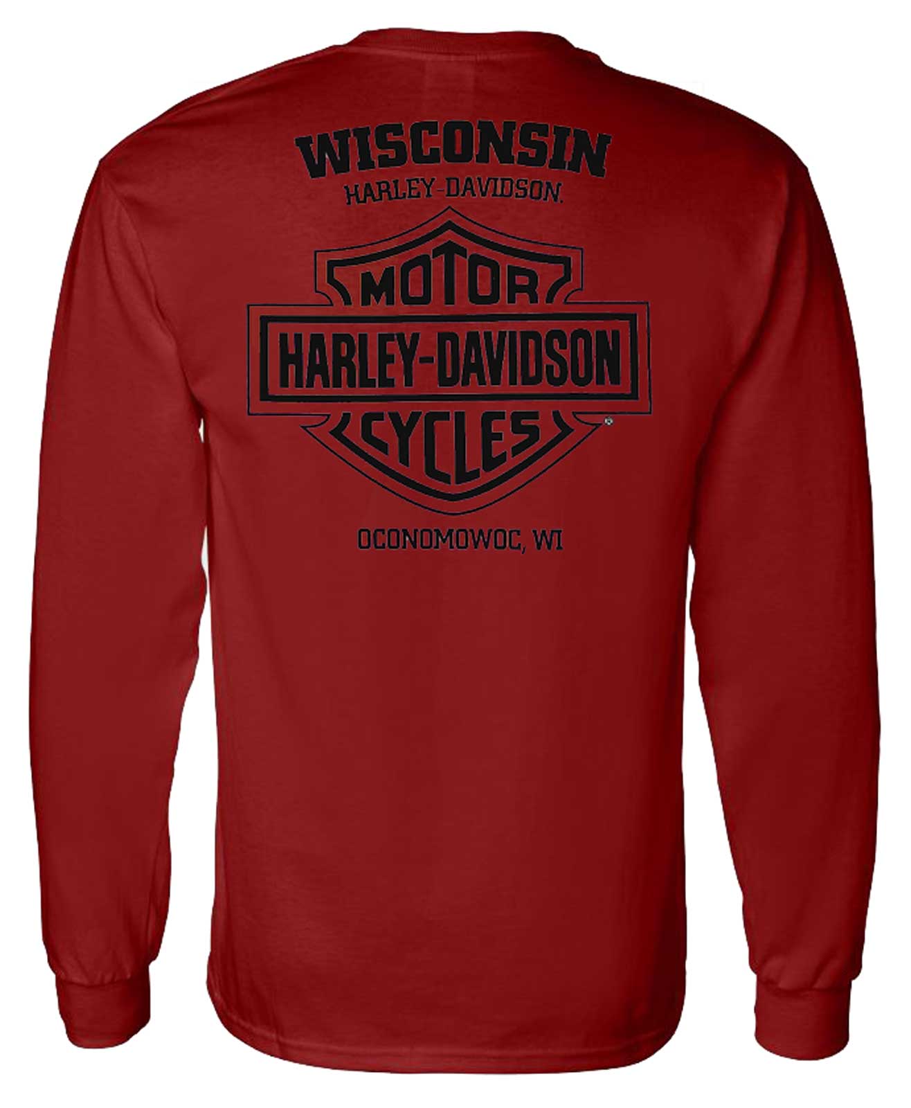 Harley-Davidson Men's Getaway Long Sleeve Crew-Neck Cotton Shirt - Maroon | eBay