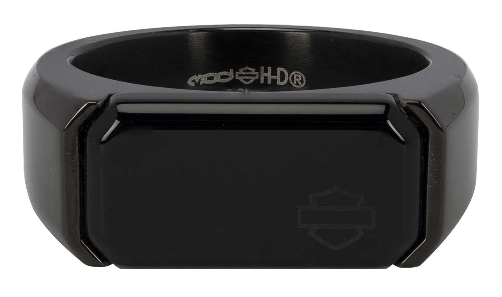 Harley-Davidson Men's Bar & Shield Blackout Onyx Signet Ring- Stainless ...